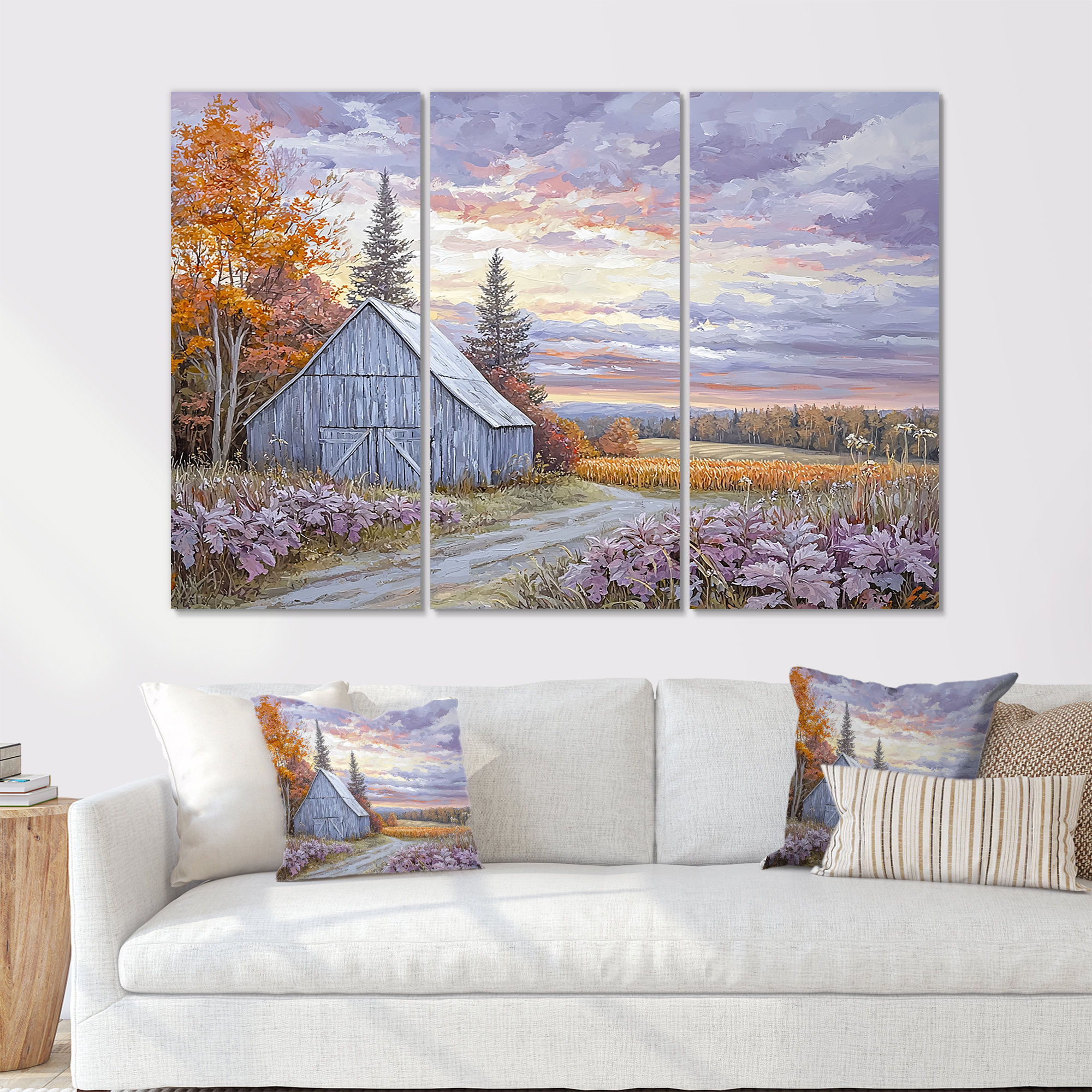 Ophelia & Co. Purple Farm Landscape Autumn Harvest - Farmhouse Wall Art ...