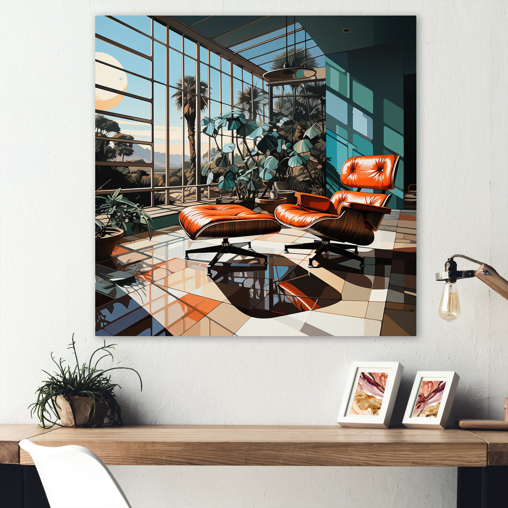 George Oliver Coral Teal Mid Century Iconic Chairs - Mid-century Print ...