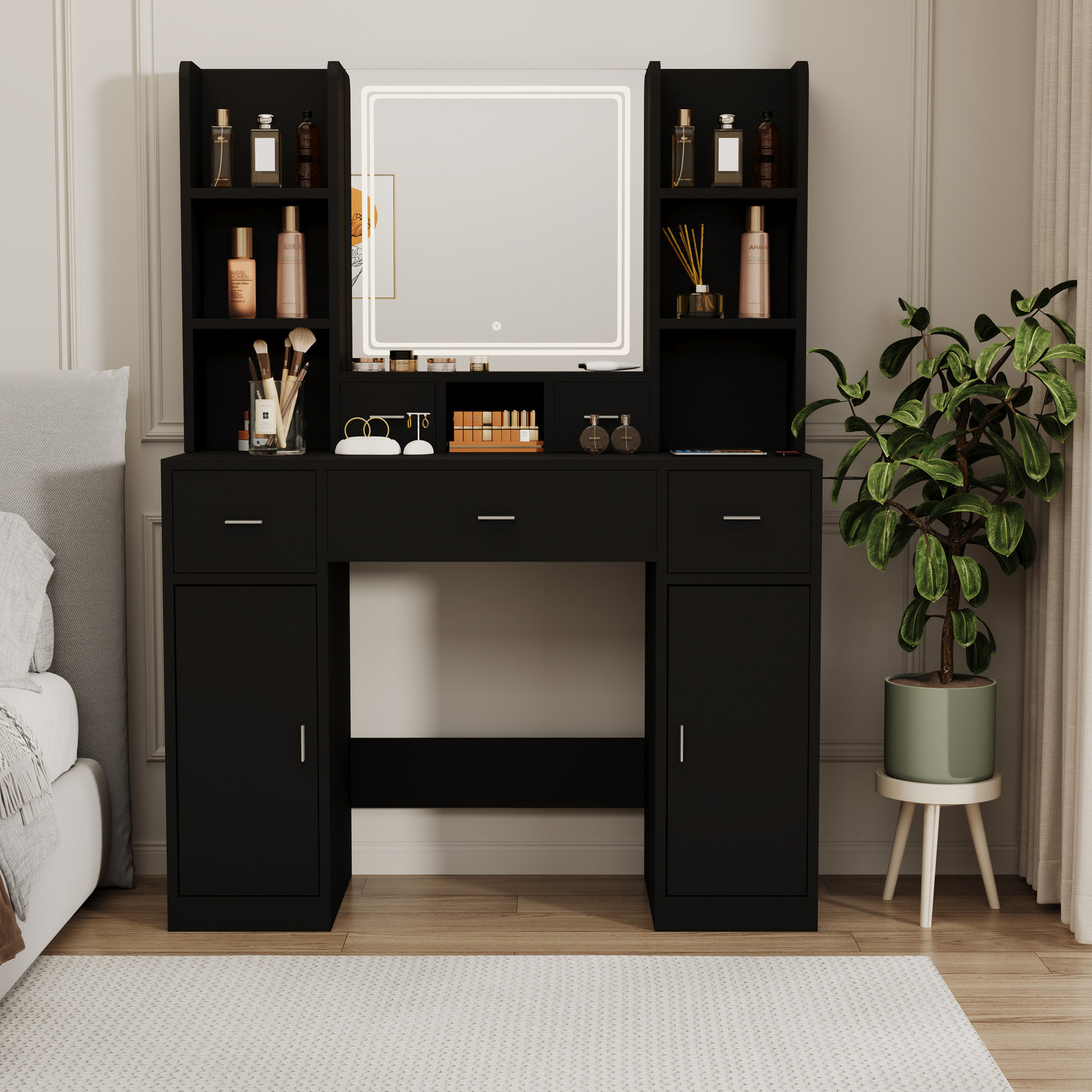 Wrought Studio Bedroom Dressing Table With Board And Glass Materials ...