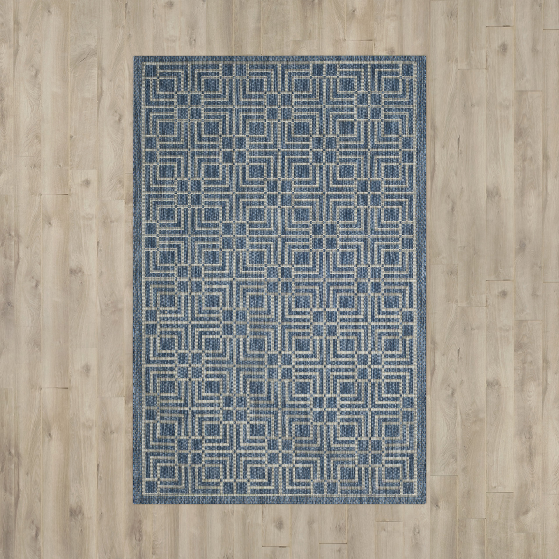 Wade Logan® Arneshia Geometric Navy/Gray Indoor / Outdoor Area Rug ...