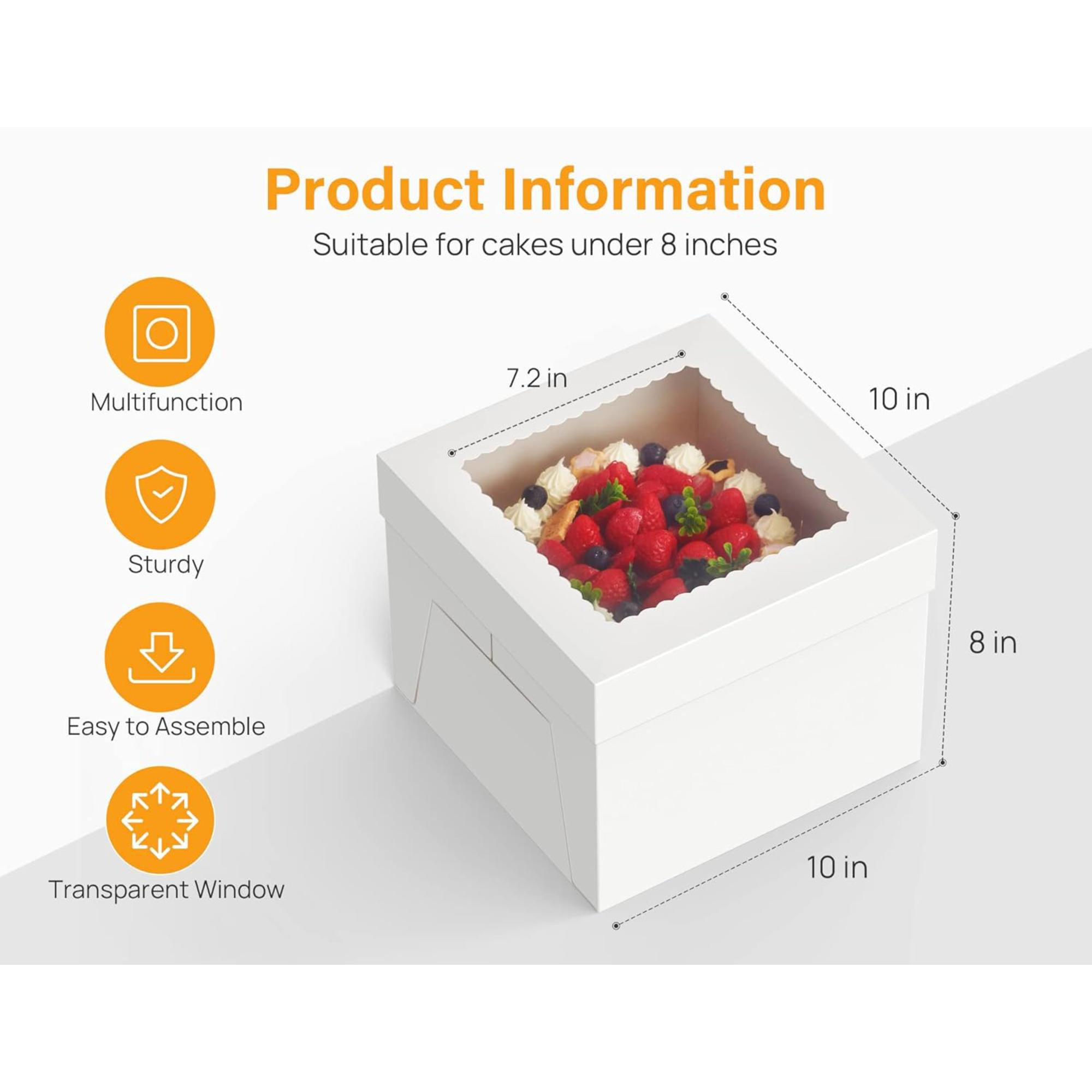 Rebrilliant Kootek Cake Boxes Tall Cake Box With Window Bakery Boxes ...