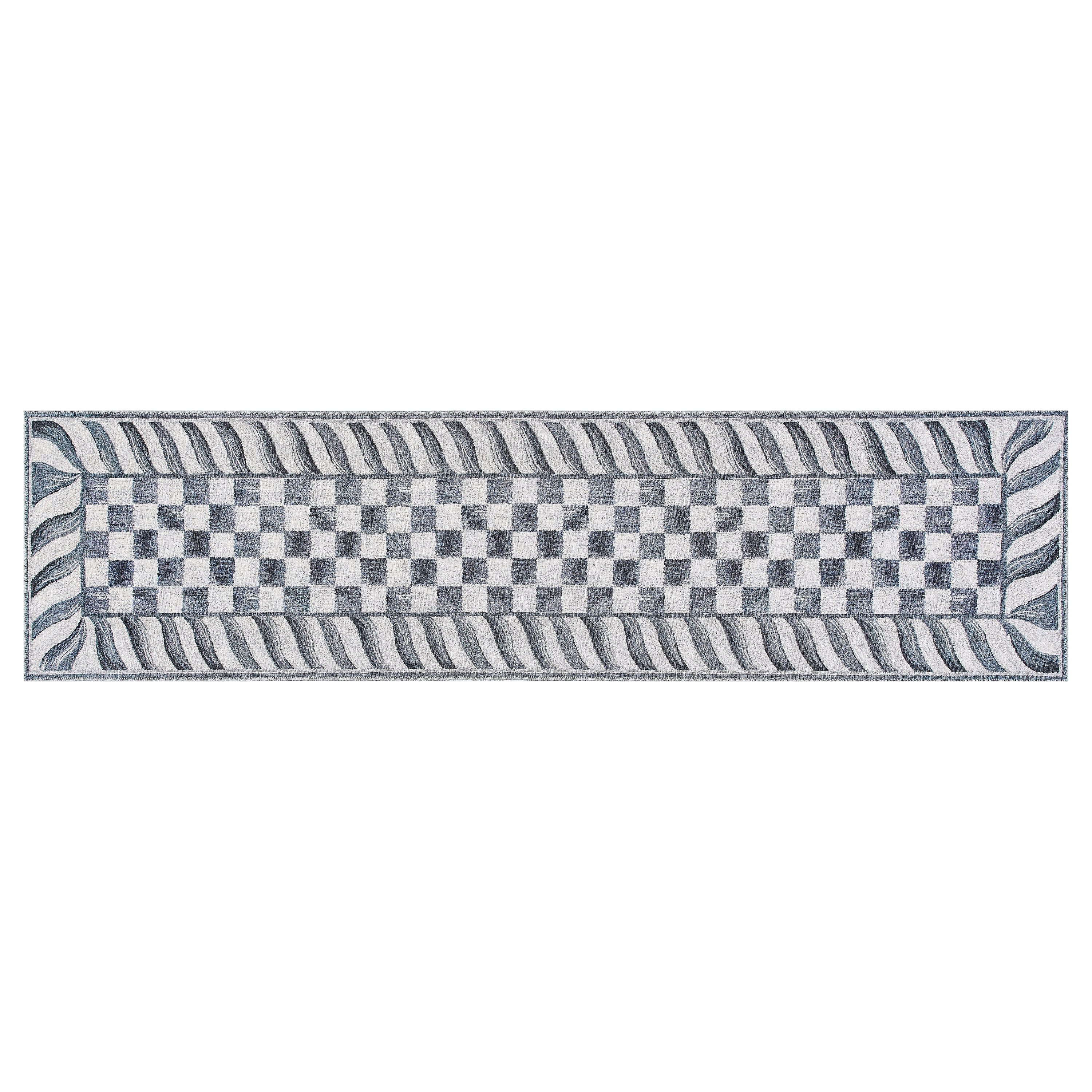 MacKenzie-Childs Sterling Check 2'6" X 10' Washable Runner | Perigold