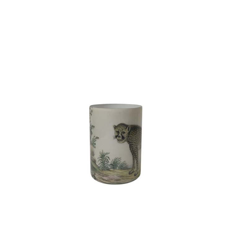 Bungalow Rose Lg Glass Leopard Print Votive Holder H 6" & Dia 4.3 ...