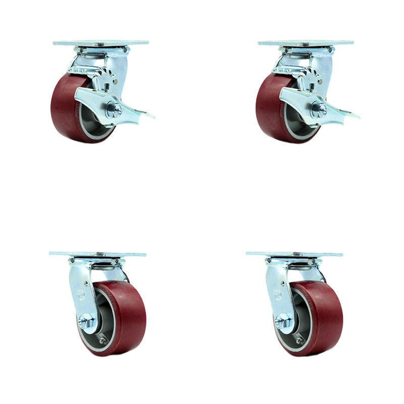 Service Caster 4 Piece Poly on Aluminum Caster Set | Wayfair