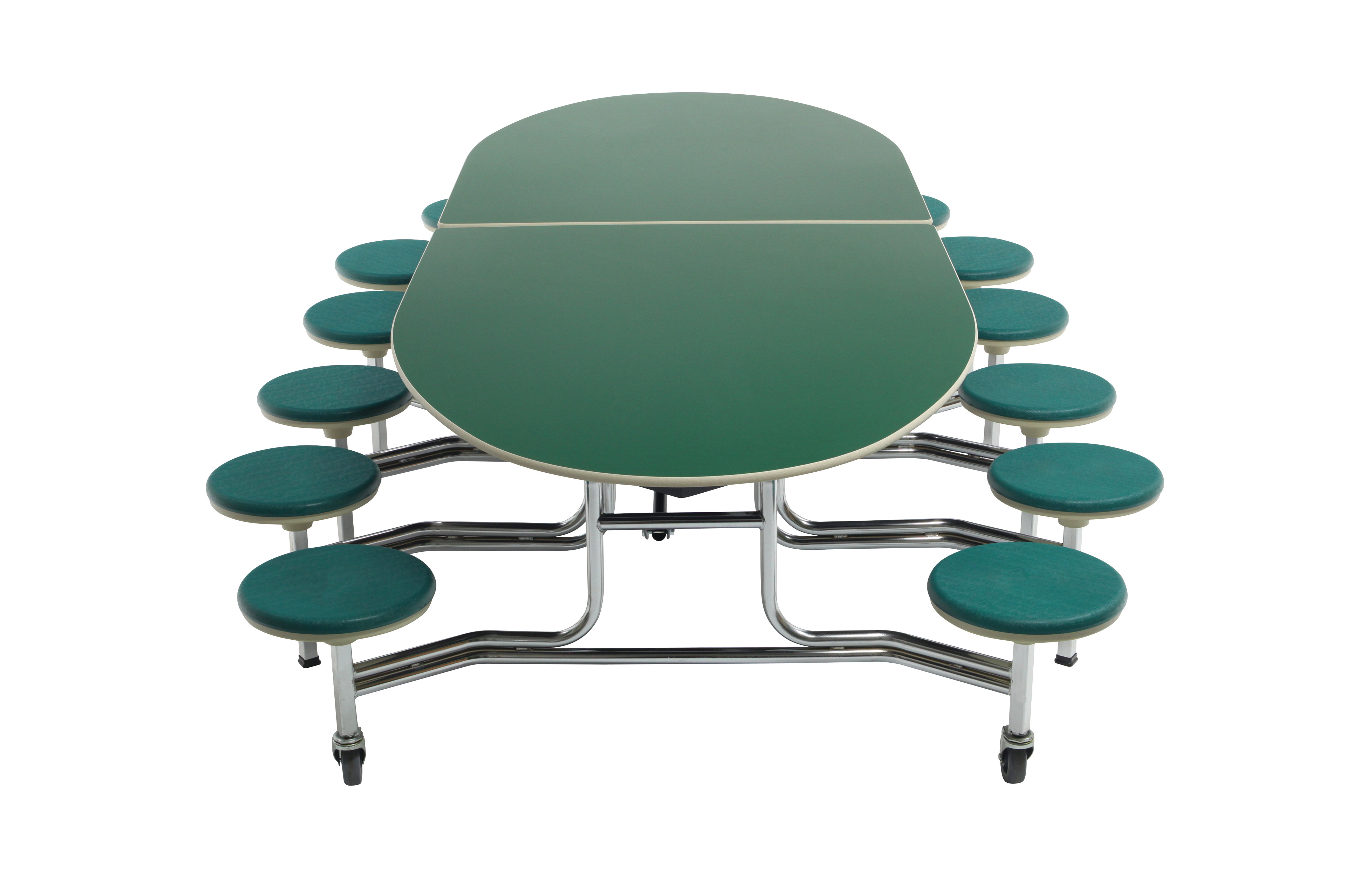 AmTab Manufacturing Corporation 121" Elliptical Stool Cafeteria Table ...