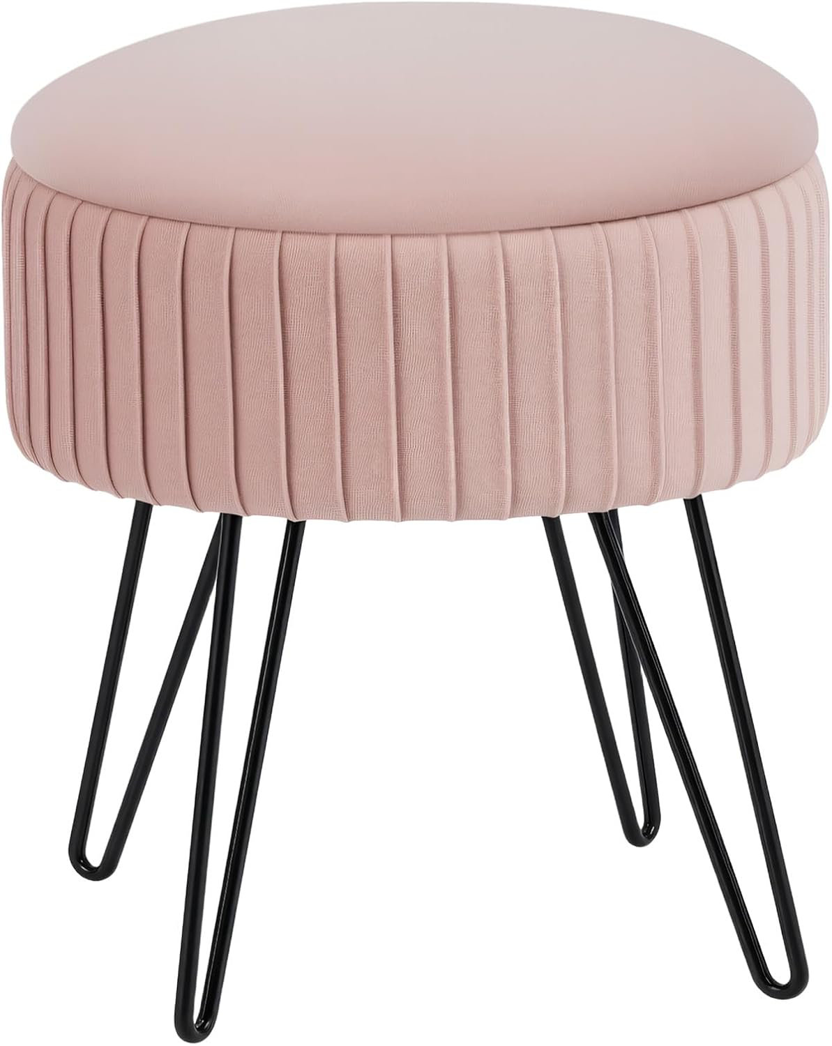 Mercer41 Stool With Storage - Soft Round Vanity Stools For Makeup With ...