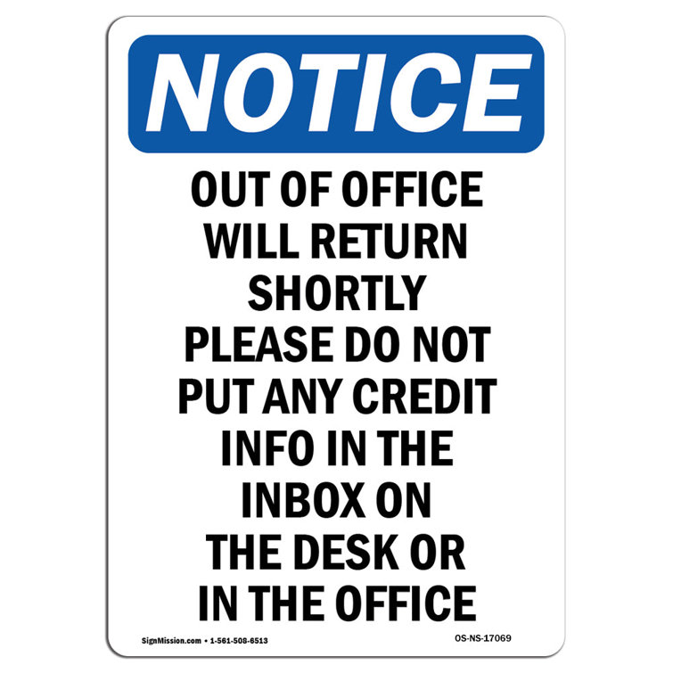 SignMission Out of Office Will Return Shortly Sign | Wayfair