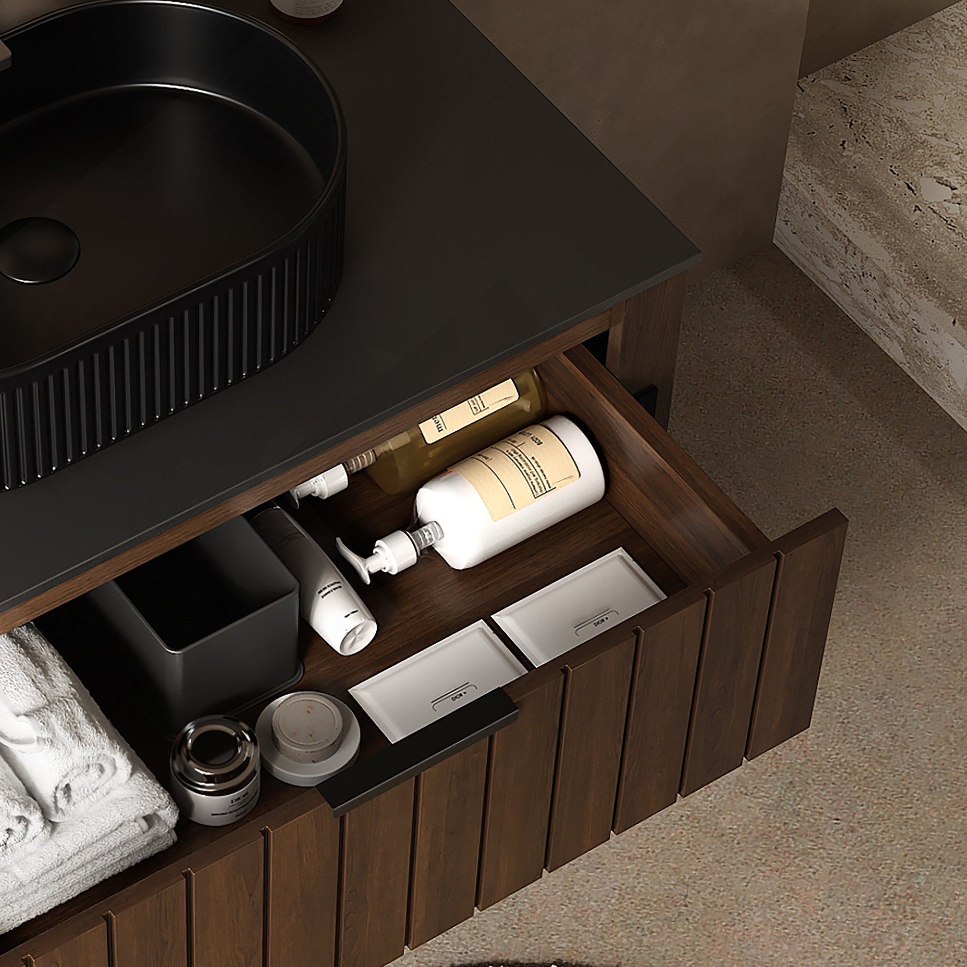 Ebern Designs 36" Bathroom Vanity with Sink, Freestanding Striped ...