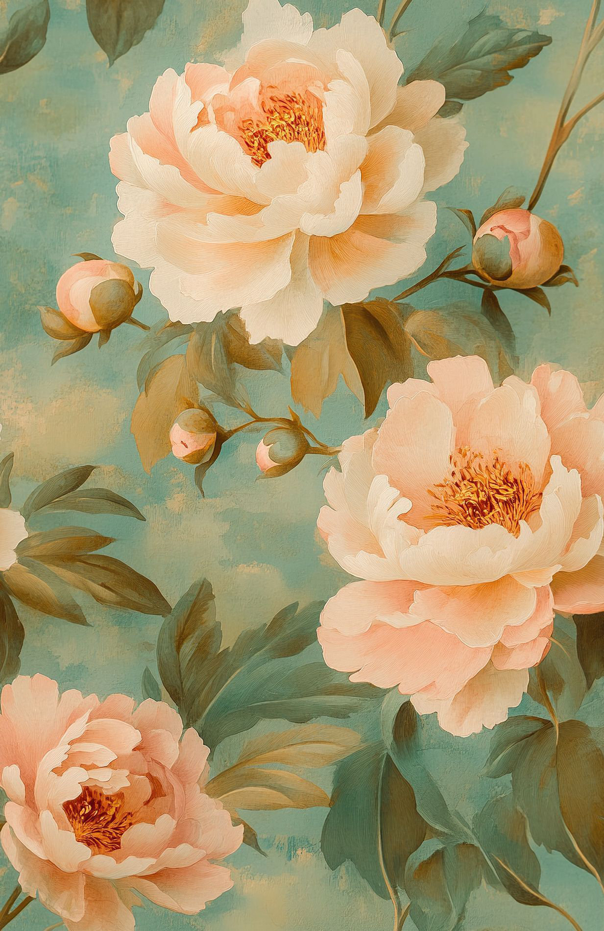 Lark Manor Shabby Chic Floral Wallpaper | Vintage Peach Peony Peel ...