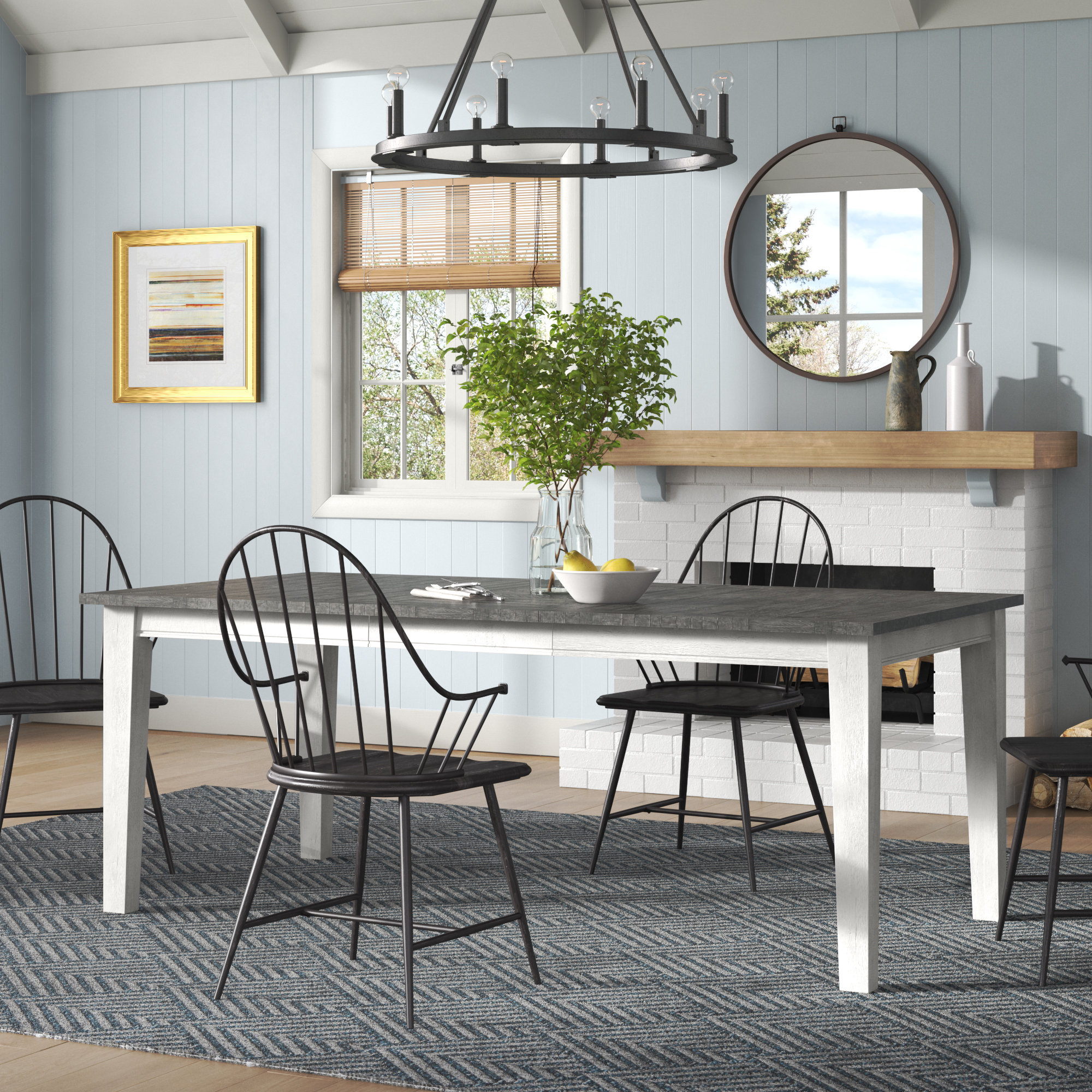 Laurel Foundry Modern Farmhouse Hoddesd Solid Wood 78” Dining Table ...