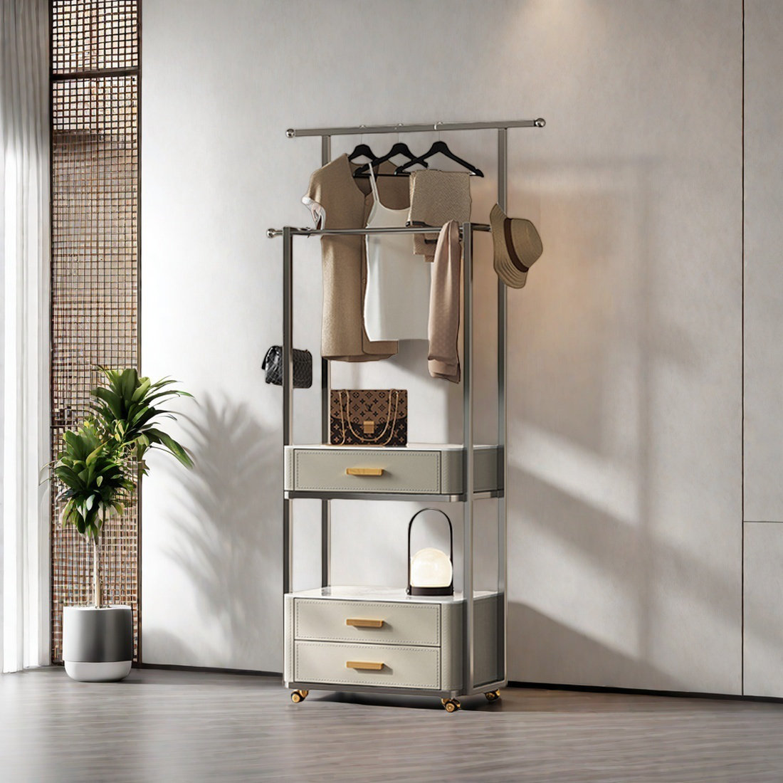 Orren Ellis Dual Hangers & Mobile Storage | Wayfair