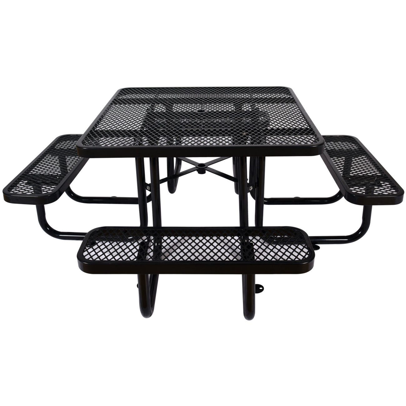 Arlmont & Co. Square Outdoor Steel Picnic Table 46" ,With Umbrella Pole ...