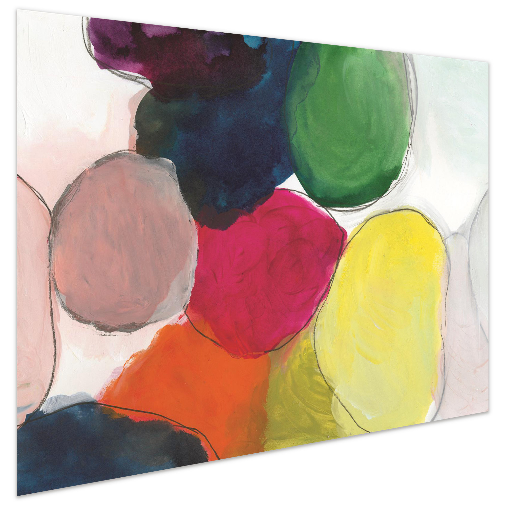 Ebern Designs 'The Party Abstract' Watercolor Painting Print on Glass ...
