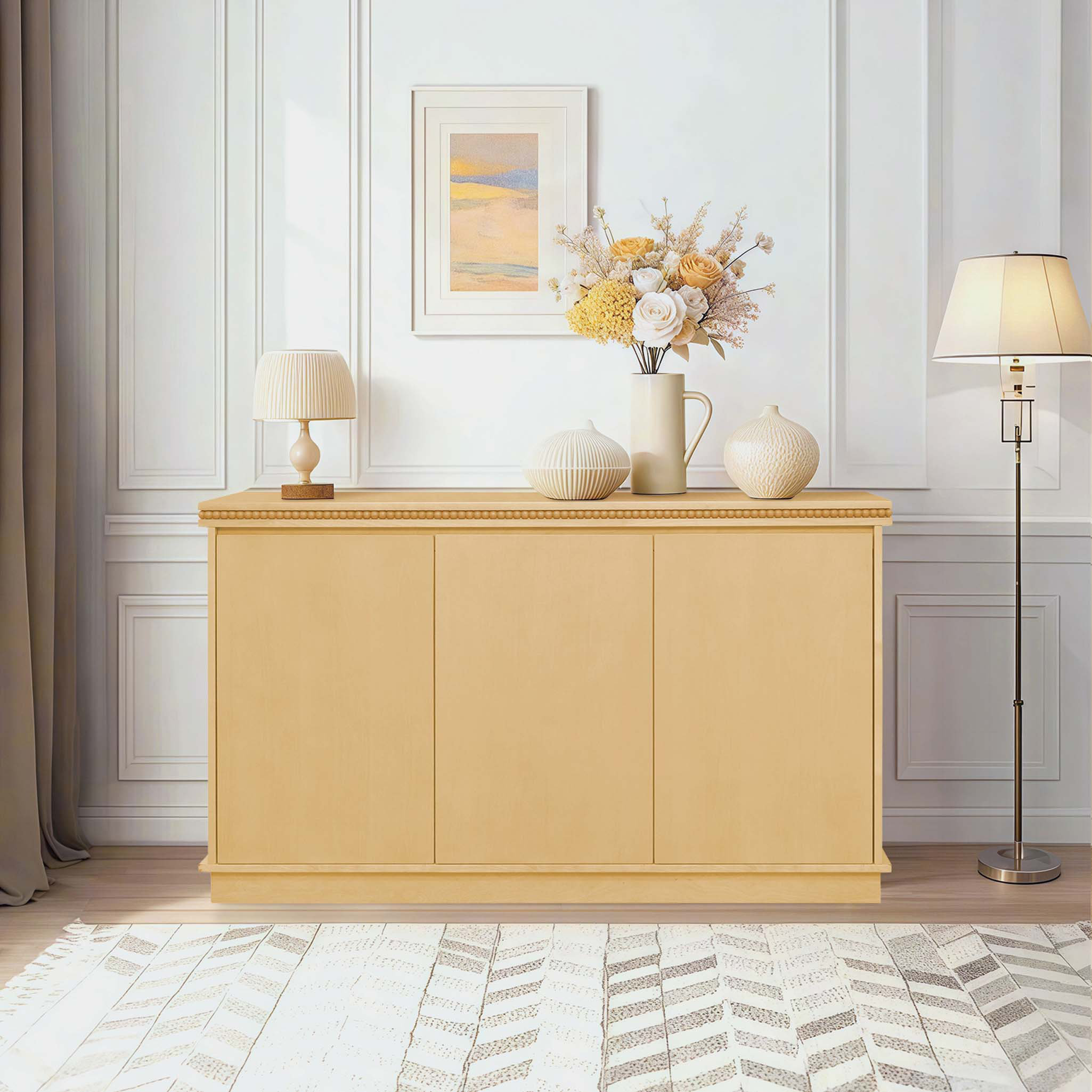 Bungalow Rose Classic Wooden Sideboard with Beaded Trim – Elegant ...