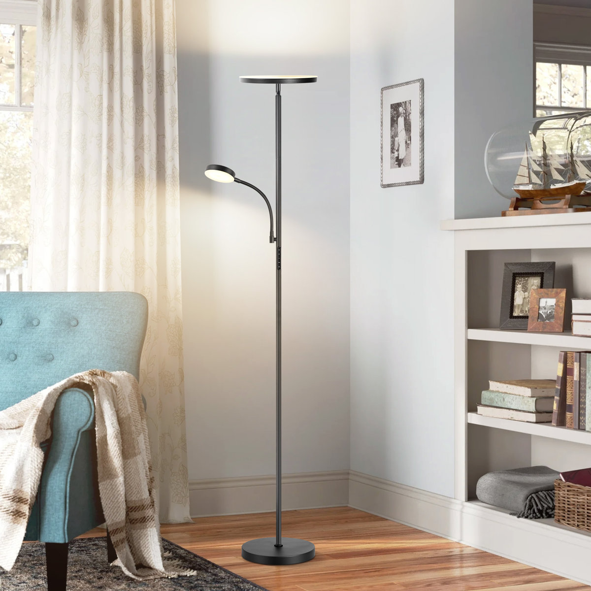 Latitude Run® Jernell 70" LED Torchiere & Reading Floor Lamp with Touch ...