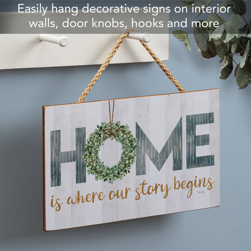Gracie Oaks Story Begins Hanging Wood Wall Sign | Wayfair
