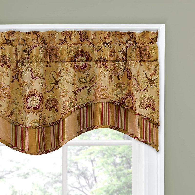 Charlton Home® Chrystene Floral Scalloped 52'' W Window Valance in ...