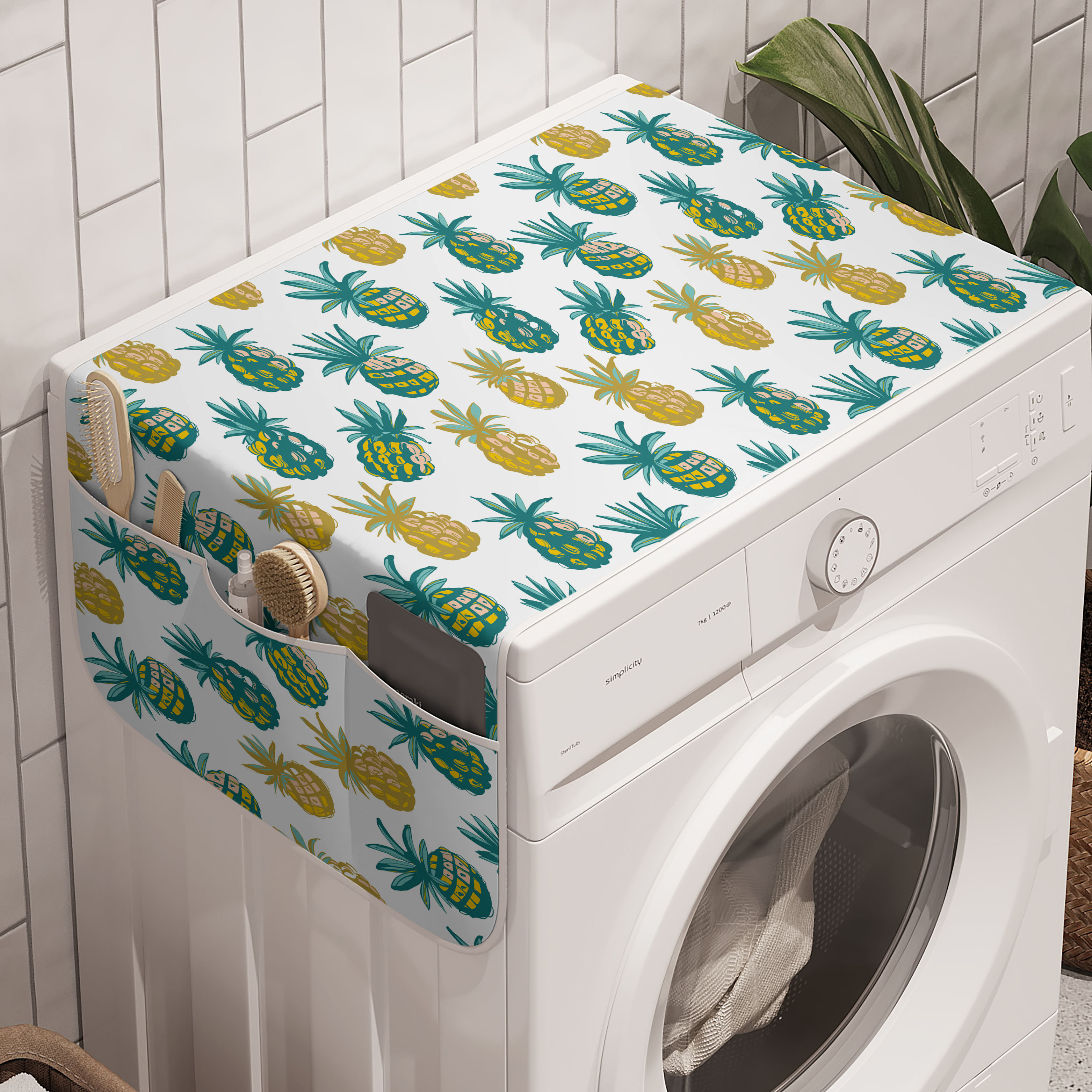 Ambesonne Pineapple Washing Machine Organizer Pack of 2 47" x 18.5 ...