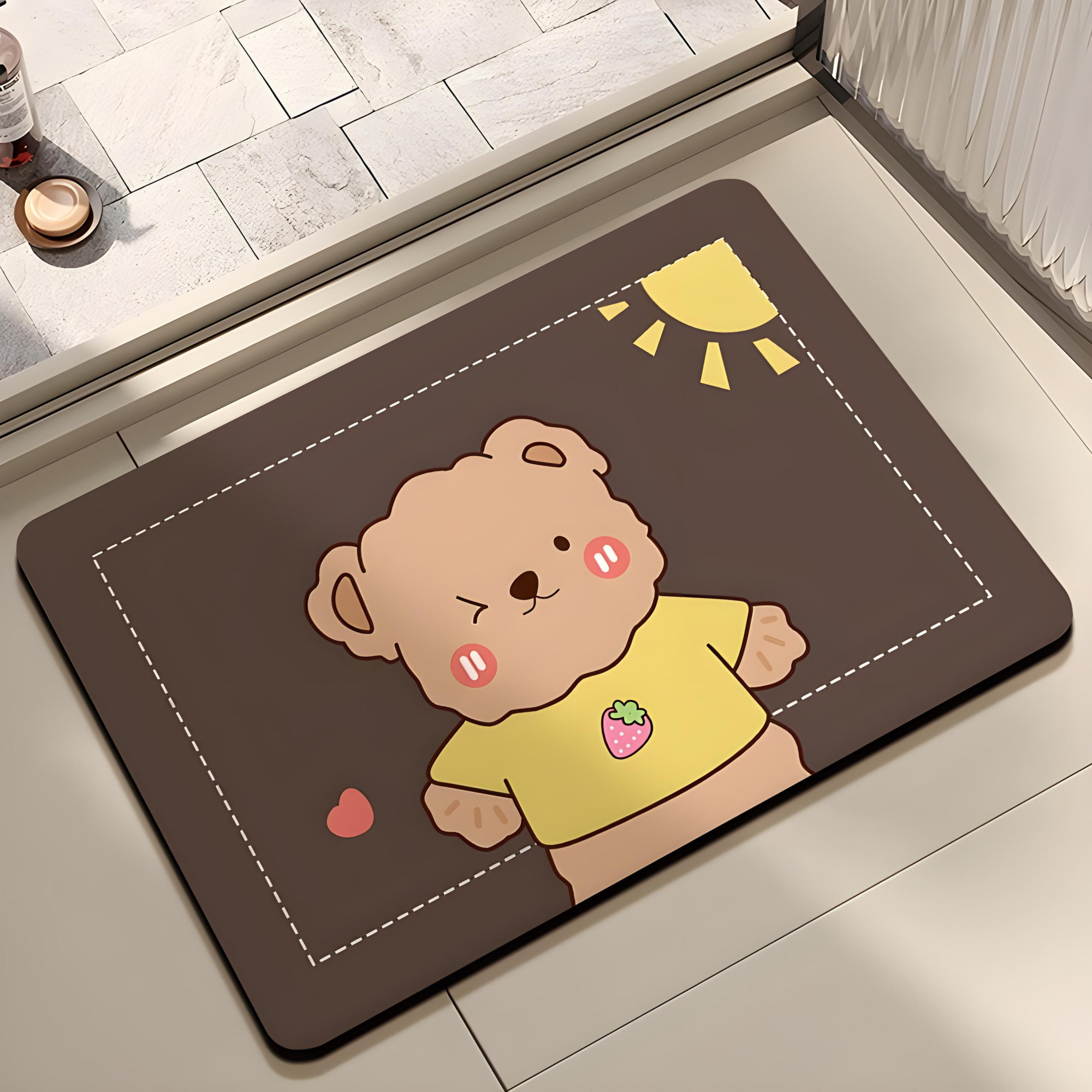 Infinity Fast-Drying Bathroom Mat - Non-Slip Silicone Algae Absorbent Rug For Toilet, Shower ...