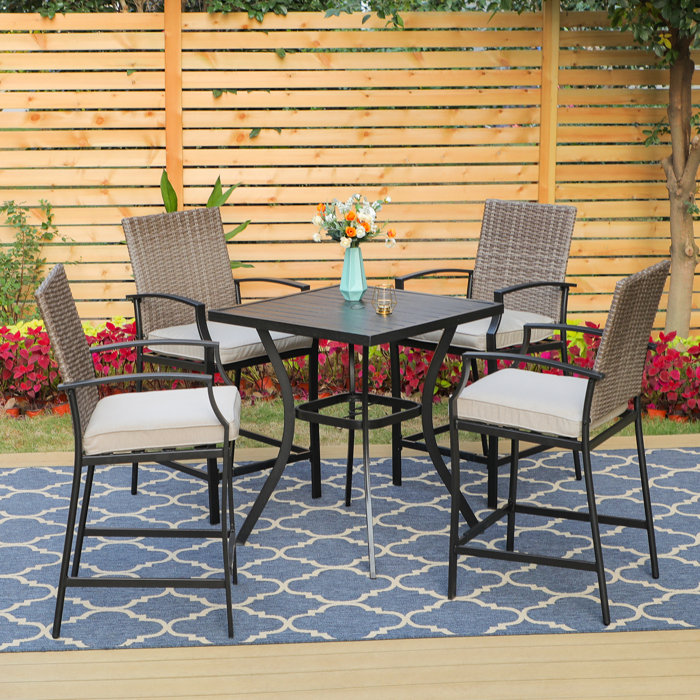 Lark Manor Alyne 4 - Person Square Outdoor Dining Set with Cushions ...