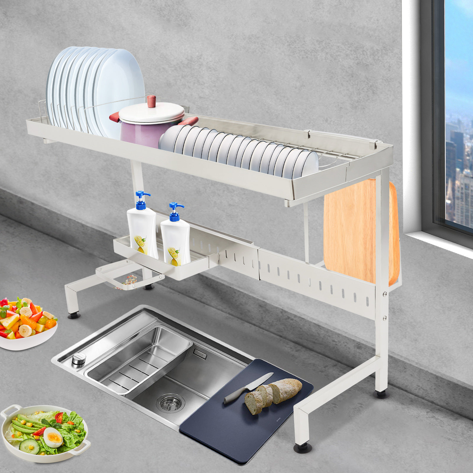 YYBUSHER Adjustable Over Sink Dish Drainer Drying Rack | Wayfair
