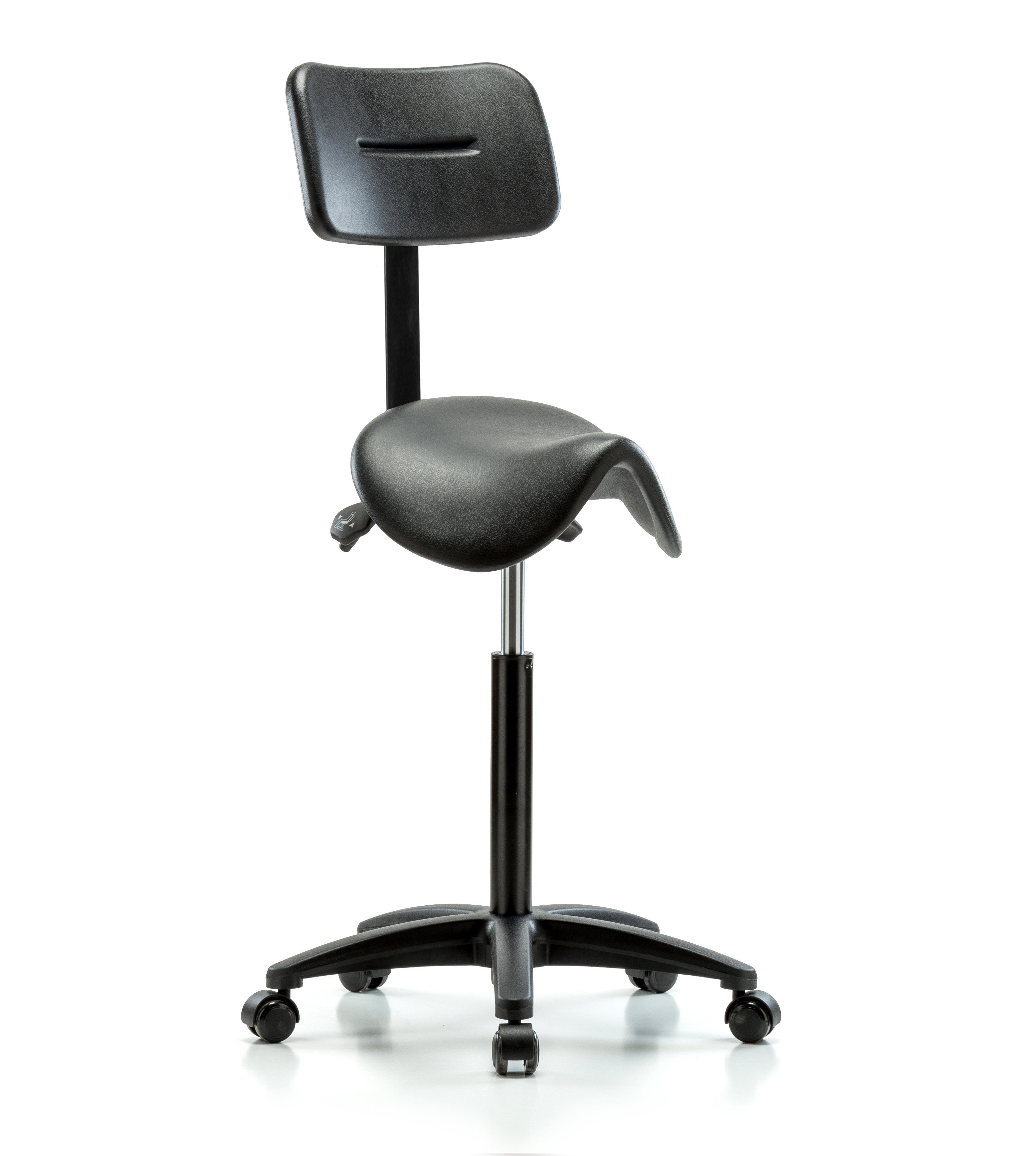 Perch Chairs & Stools PERCH Saddle Stool with Back | Medium Bench ...