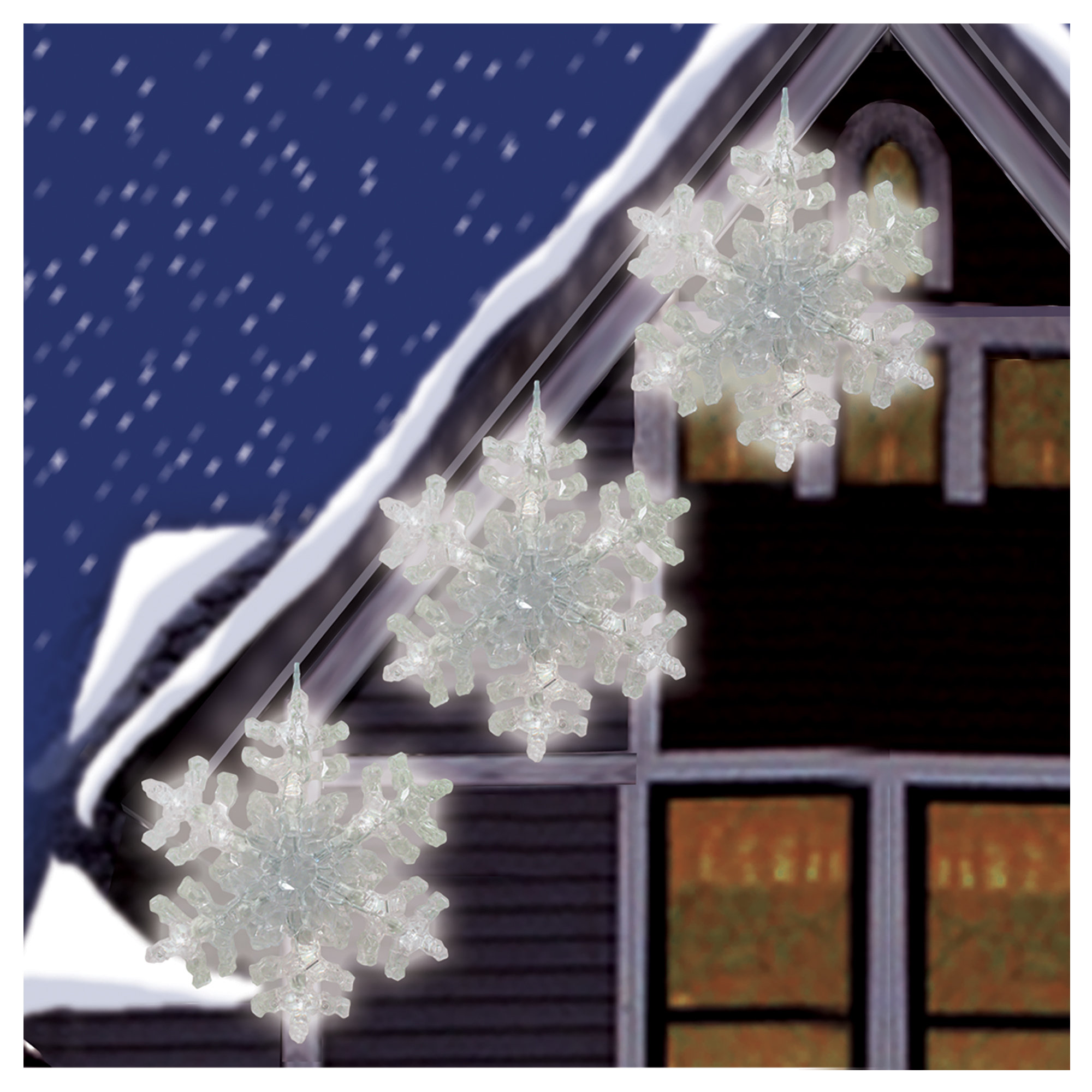 The Holiday Aisle® Twinkling Snowflakes Battery Lighted Window Décor ...