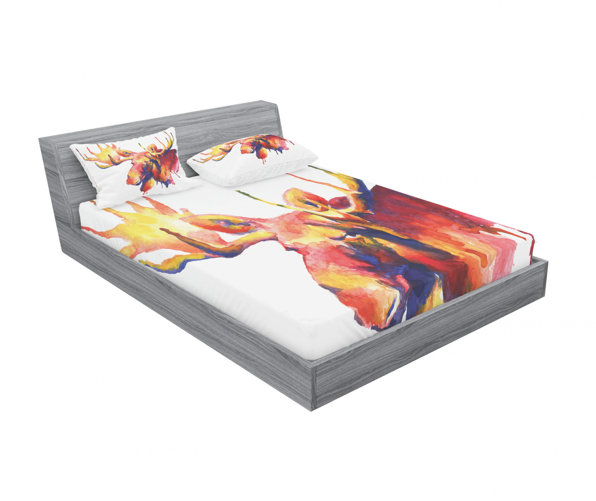 Ambesonne Psychedelic Vivid Toned Moose Aquarelle Picture Microfiber ...