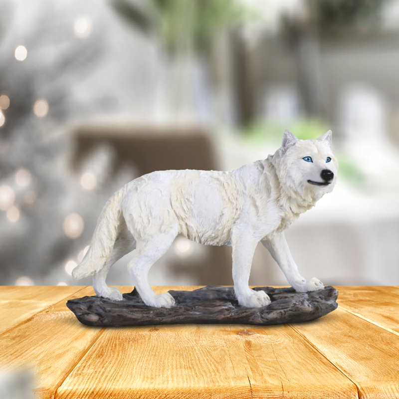 Millwood Pines 8"W Snow Wolf Figurine Unique Gifts | Wayfair