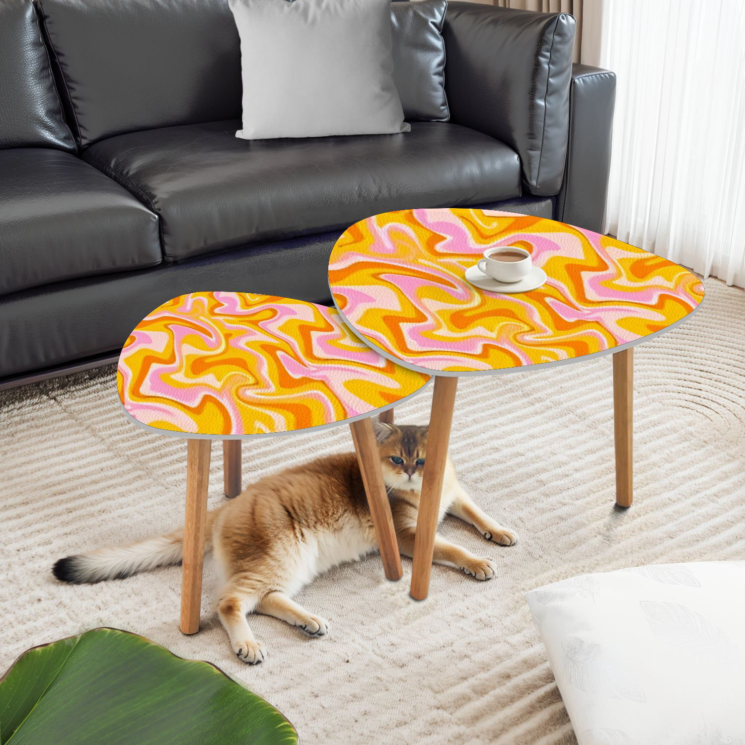 George Oliver Triangle Nesting Coffee Table Set of 2 Psychedelic swirl ...