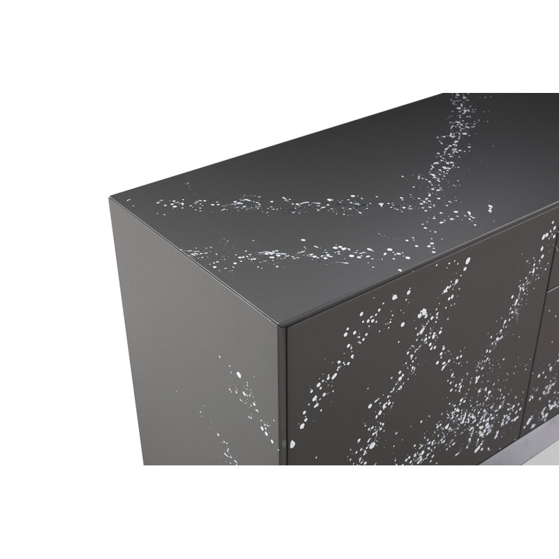 Orren Ellis Keomi Dark Grey + Abstract White Paint Sideboard | Wayfair