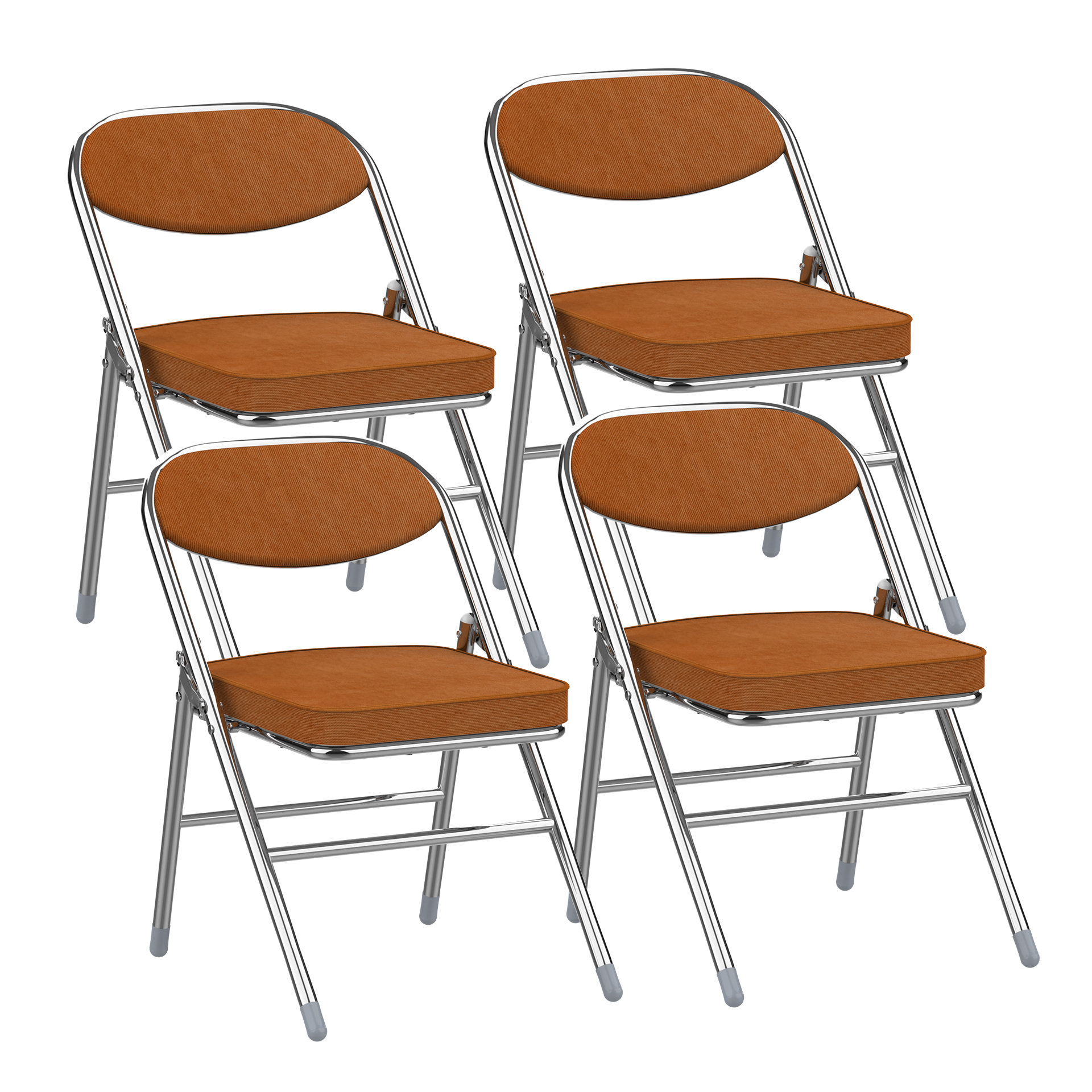 17 Stories 4 Pack Folding Chairs With PU Padded Seats Steel Frame ...