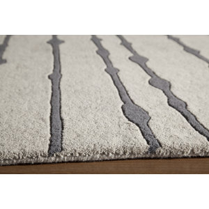 Latitude Run® Sawyer Abstract Handmade Tufted Wool Dark Gray/Ivory Area ...