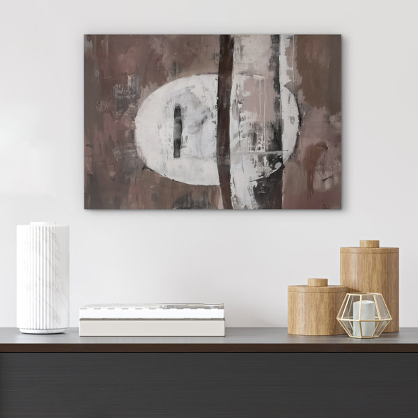 IDEA4WALL " Dark Brown Neutral Abstract Shapes Large Rustic Framed Art ...