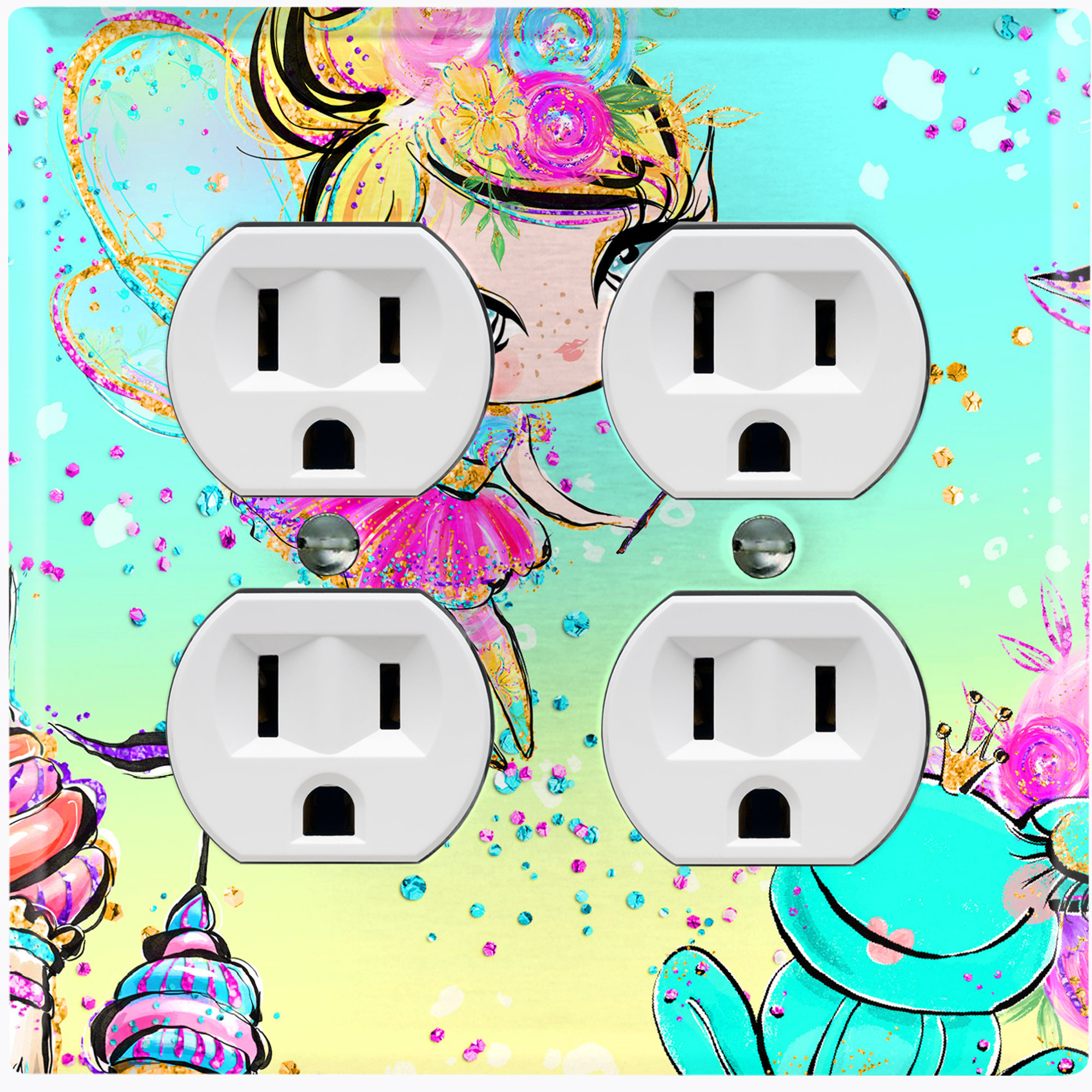 WorldAcc Metal Light Switch Plate Outlet Cover (Fairy Princess Frog ...