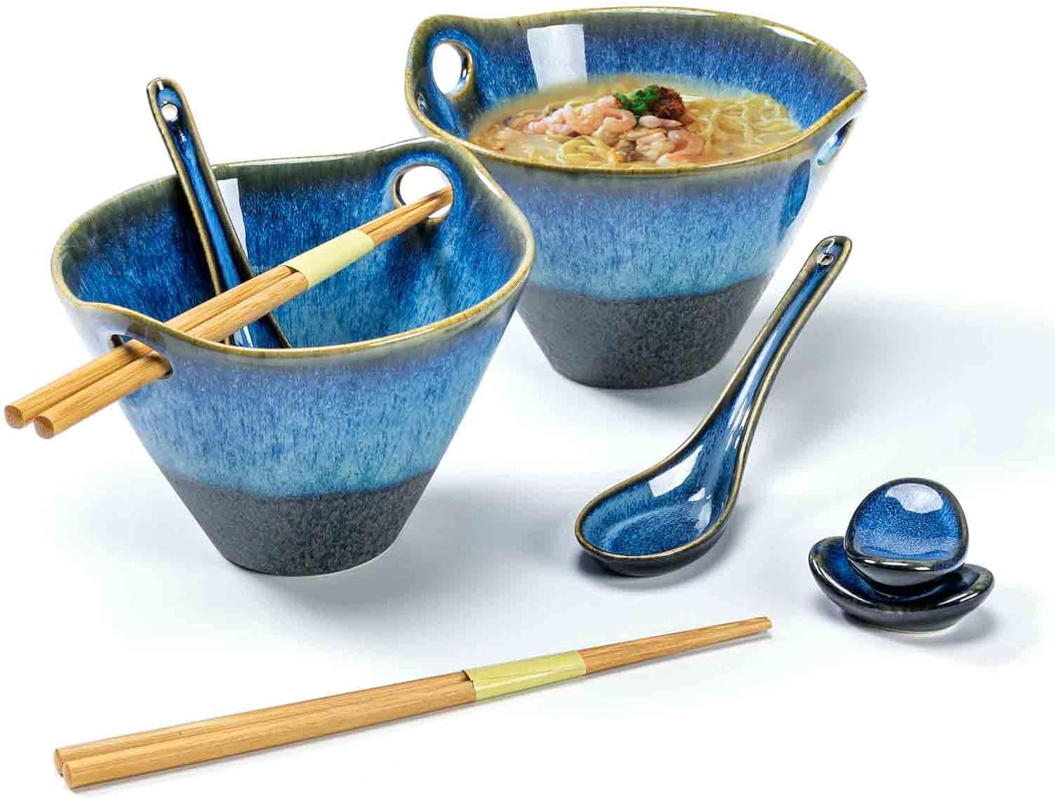 Ivy Bronx 20 OZ Ramen Bowls Set, Ceramic Japanese Noodle Bowls Set Of 2 ...