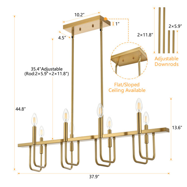 Mercer41 Rumeal 8 - Light Modern Linear Chandelier | Wayfair