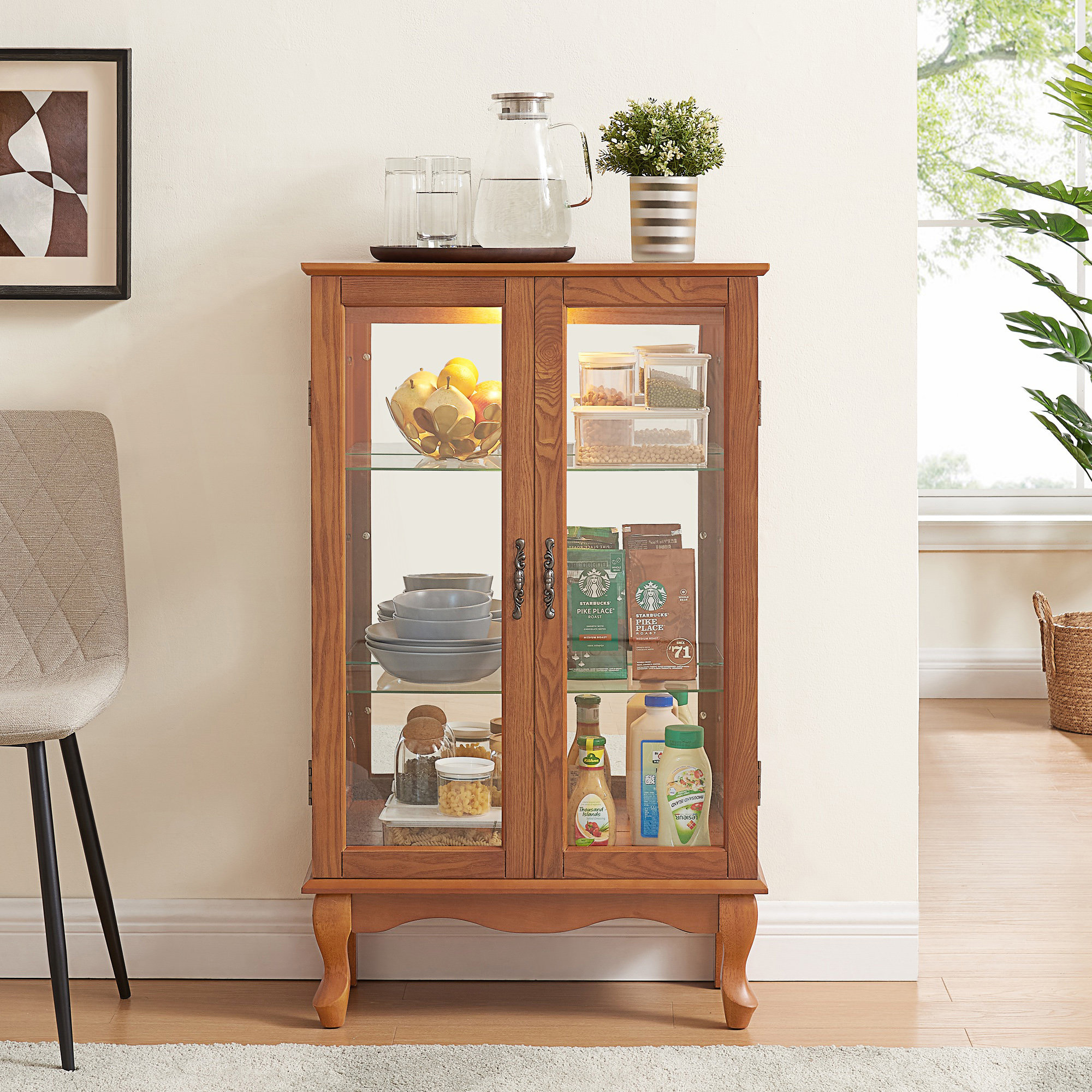 Latitude Run® Elegant 2-Door Curio Cabinet With Tempered Glass Doors ...