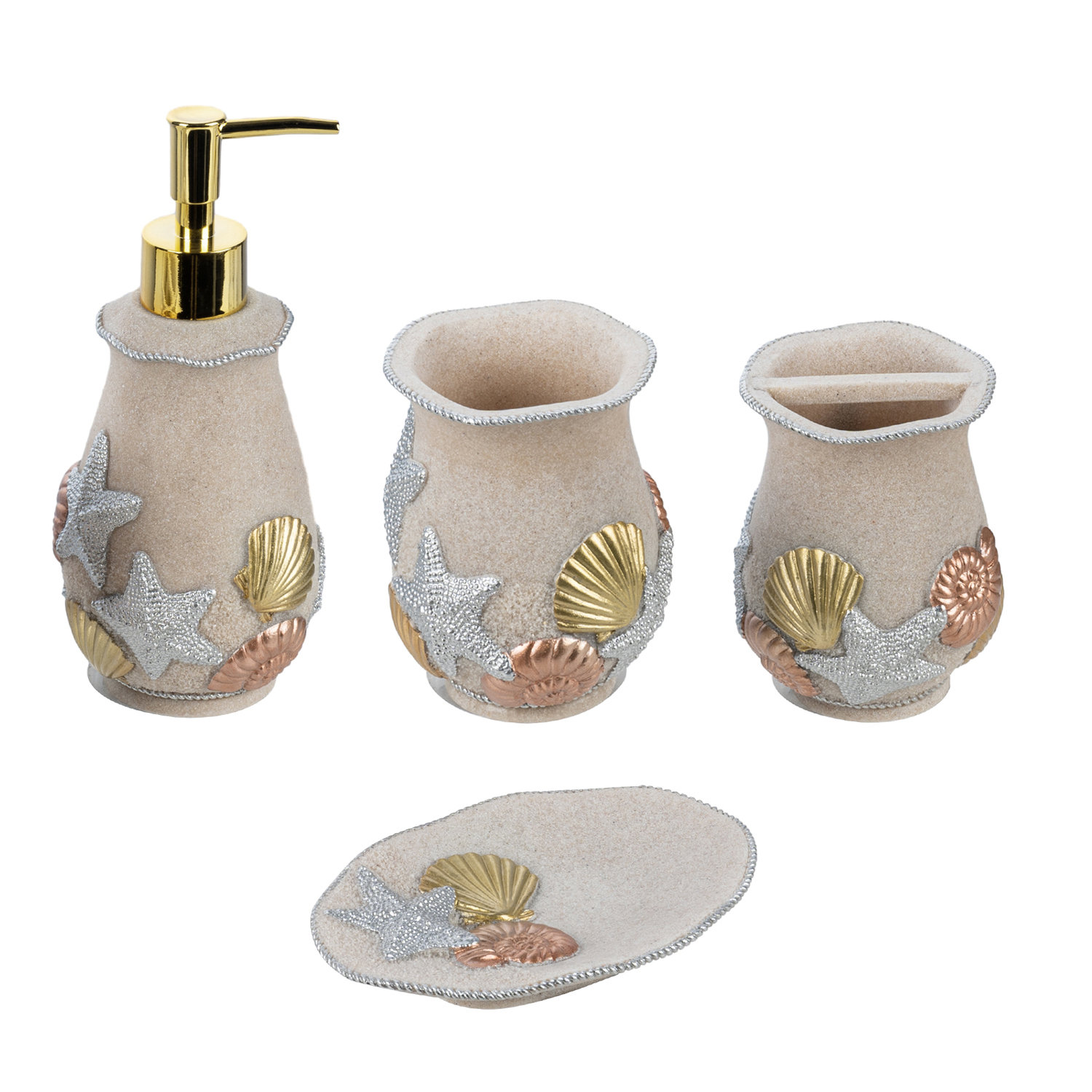 Beachcrest Home™ 4-Piece Coastal Bathroom Accessories Sets & Reviews ...