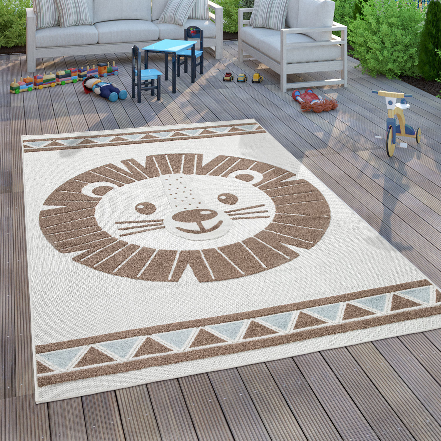 Indigo Safari Kids Rug Happy Lion Motif Baby & Kids Rugs With Contour ...