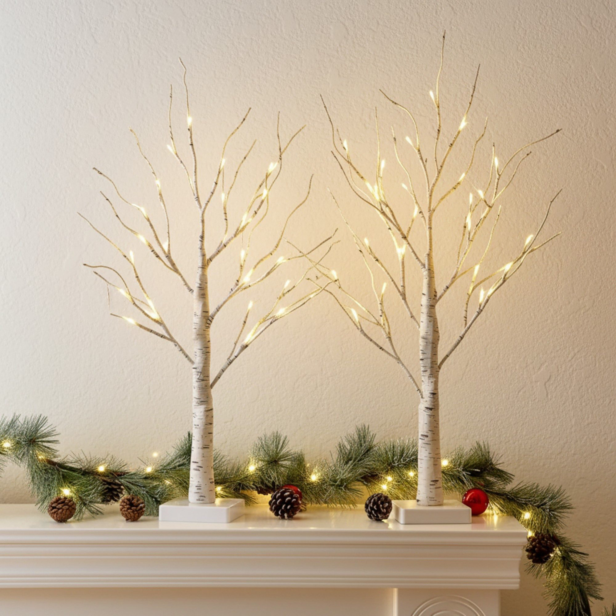The Holiday Aisle® 24" Lighted Birch Tree With Warm White Leds ...