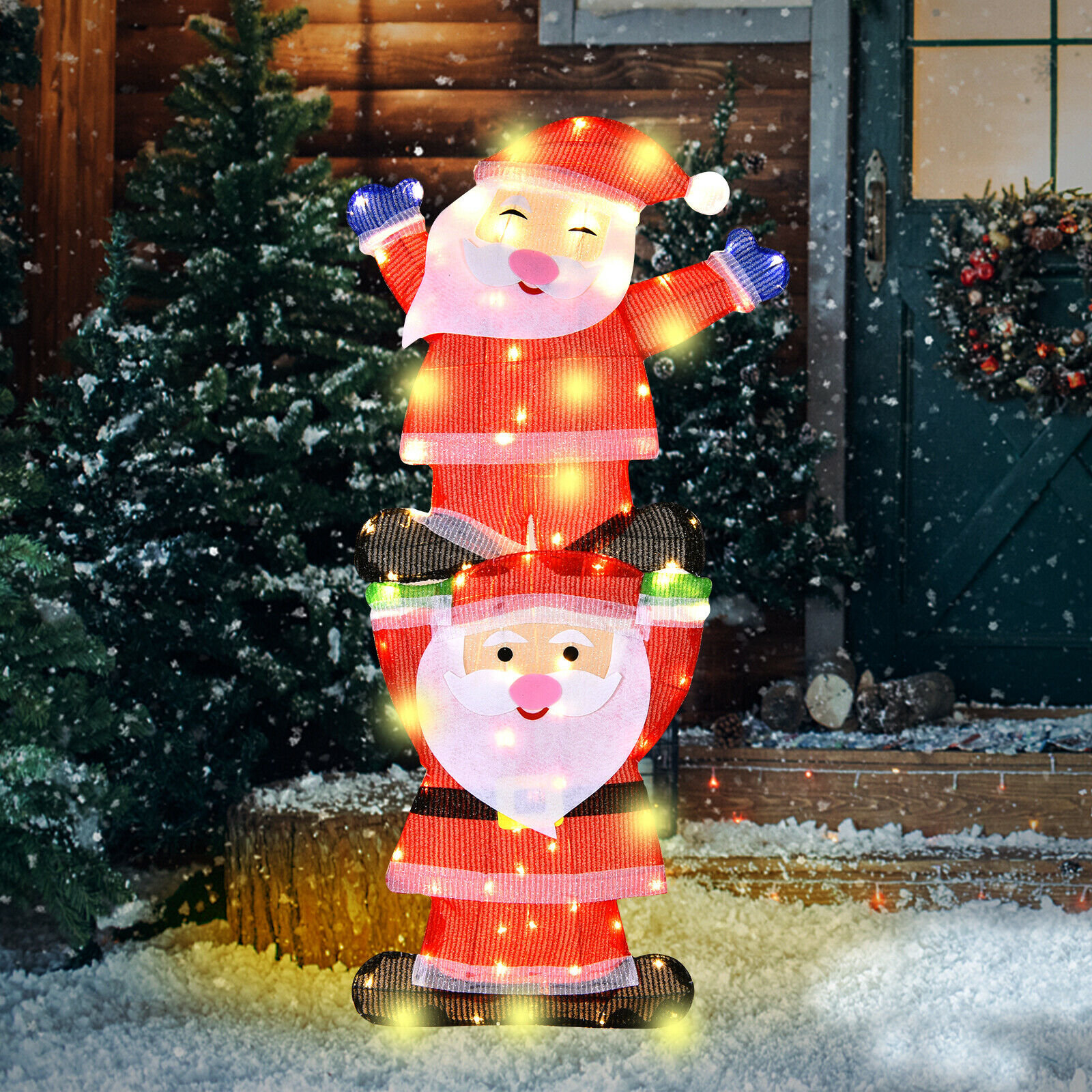 The Holiday Aisle® Led Double Santa Yard Sign Santa Christmas ...