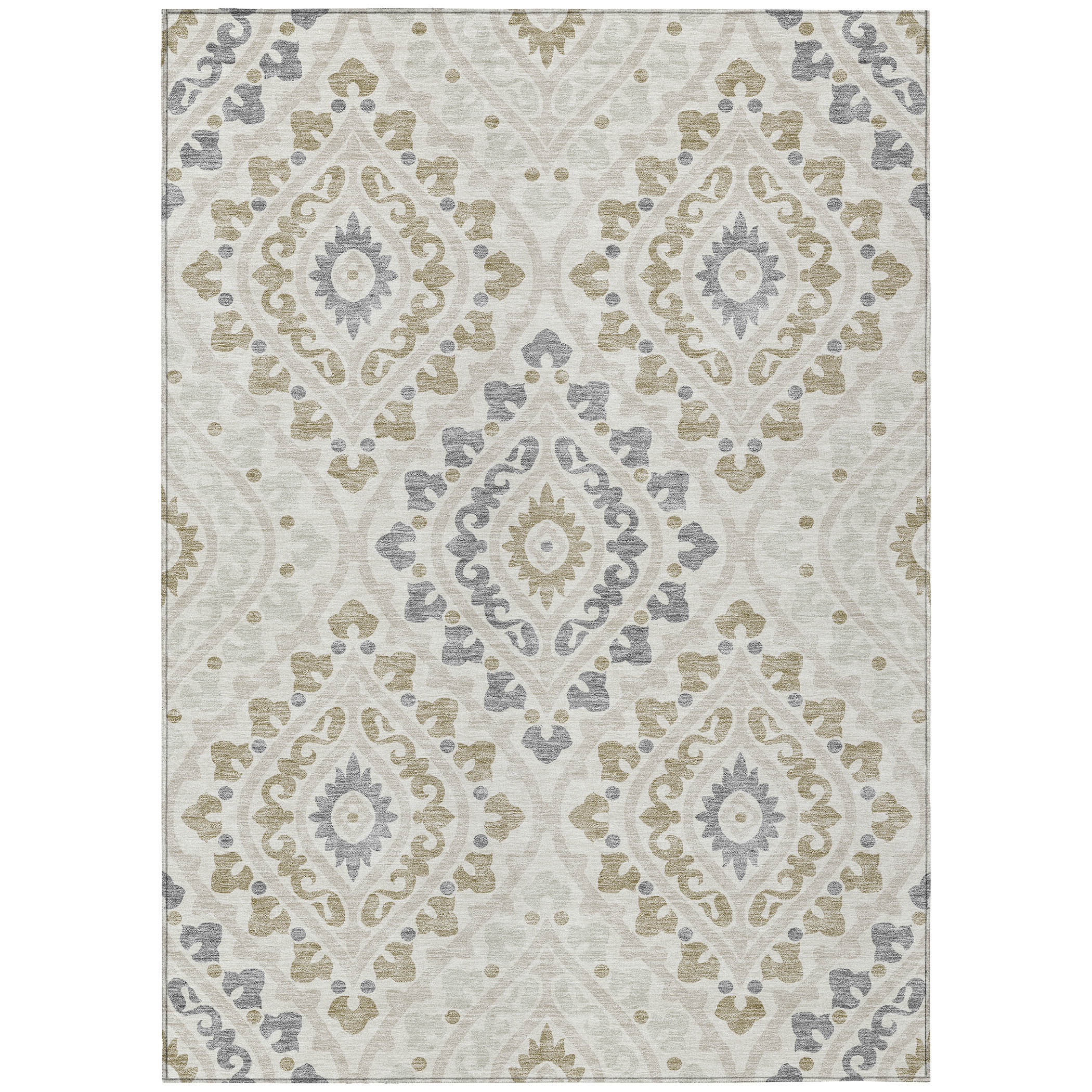 HomeRoots 10' X 14' Ivory Beige Floral Washable Indoor Outdoor Area Rug ...