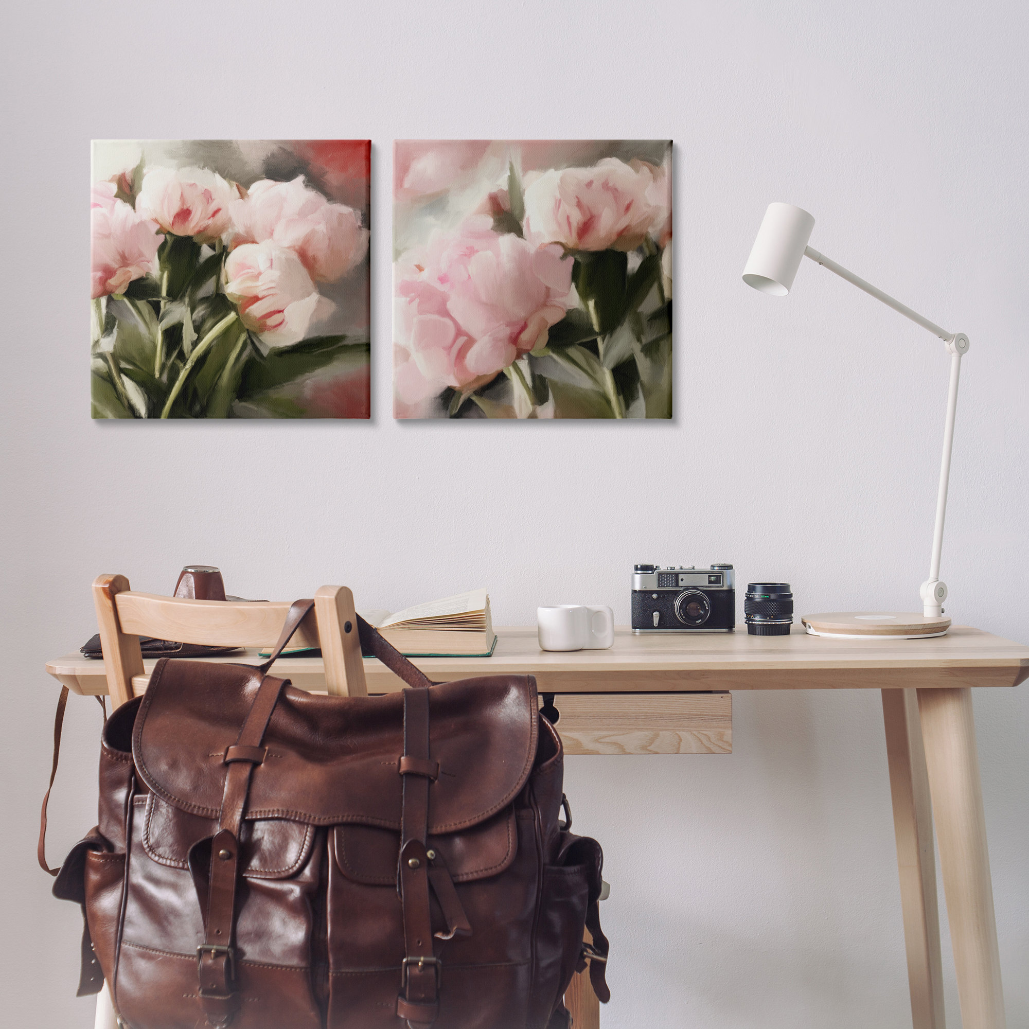 Red Barrel Studio® Soft Pink Peony Arrangement 2 PC Canvas Wall Art Set ...