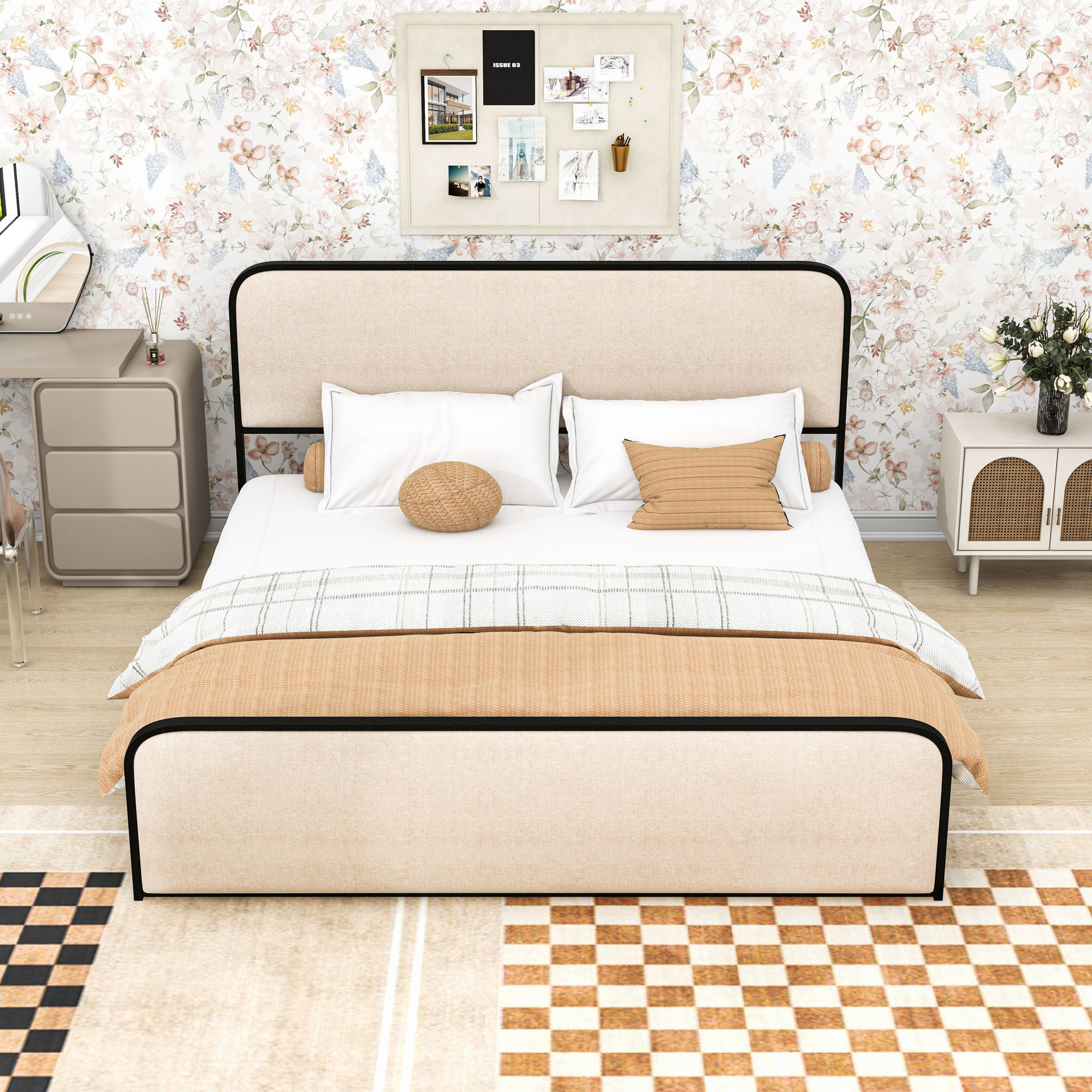 Ebern Designs Upholstered Bed Frame with Headboard and Slats | Wayfair