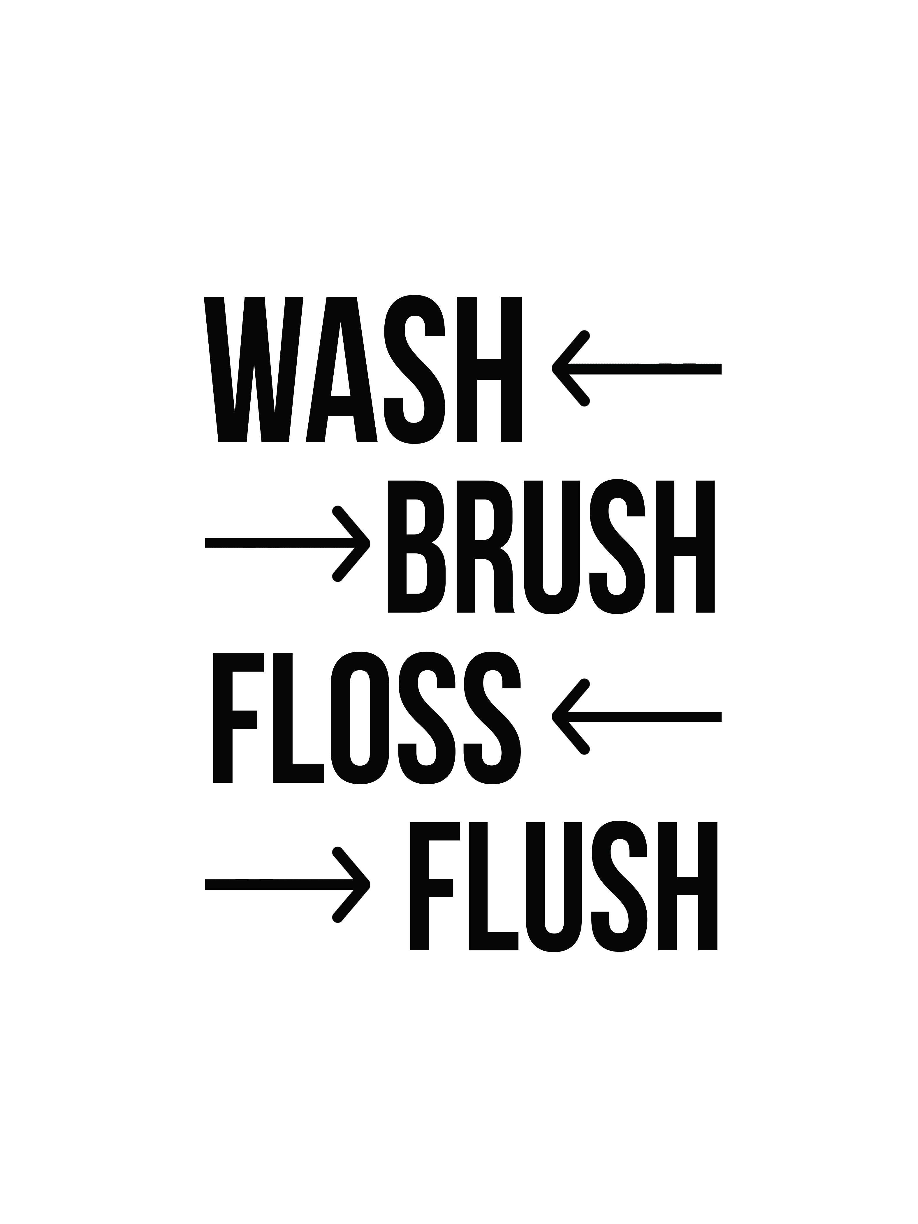 Trinx Wash Brush Floss Flush 3 - Wrapped Canvas Textual Art | Wayfair
