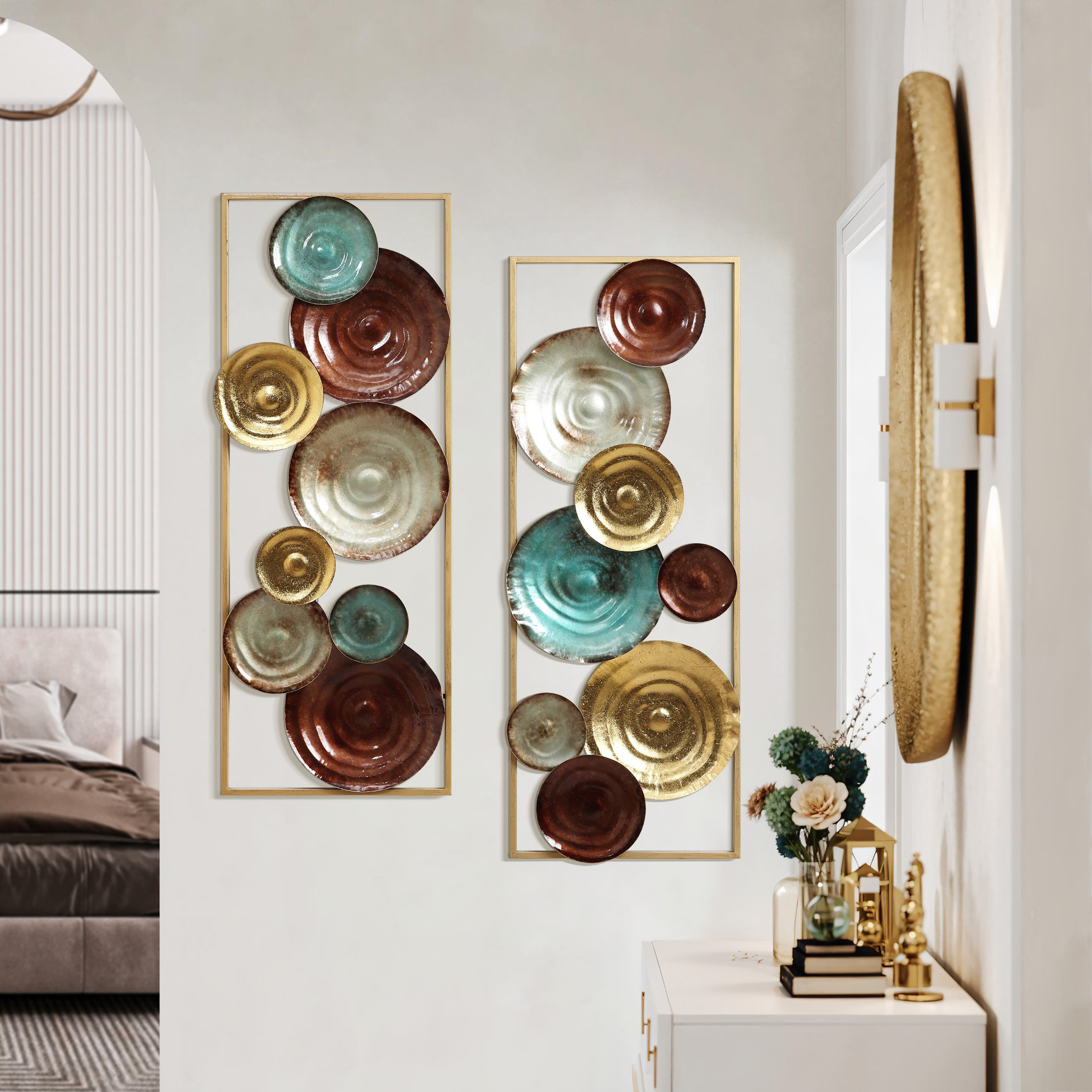 Mercer41 2-Piece Multi-Color Gems Abstract Metal Wall Decor Set | Wayfair