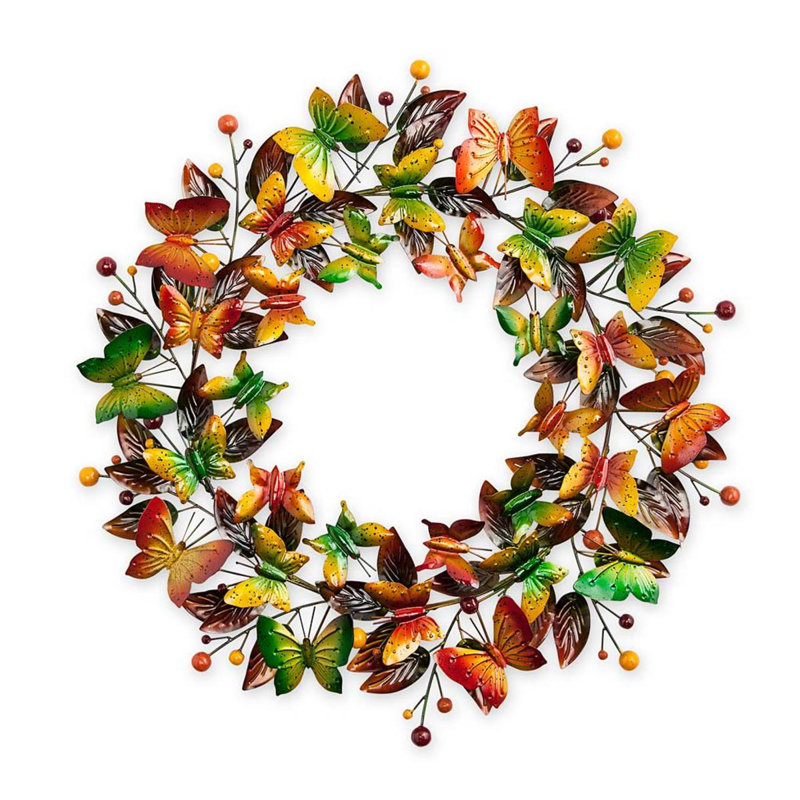 Wind & Weather Autumn Butterfly 25" Metal Wreath | Wayfair