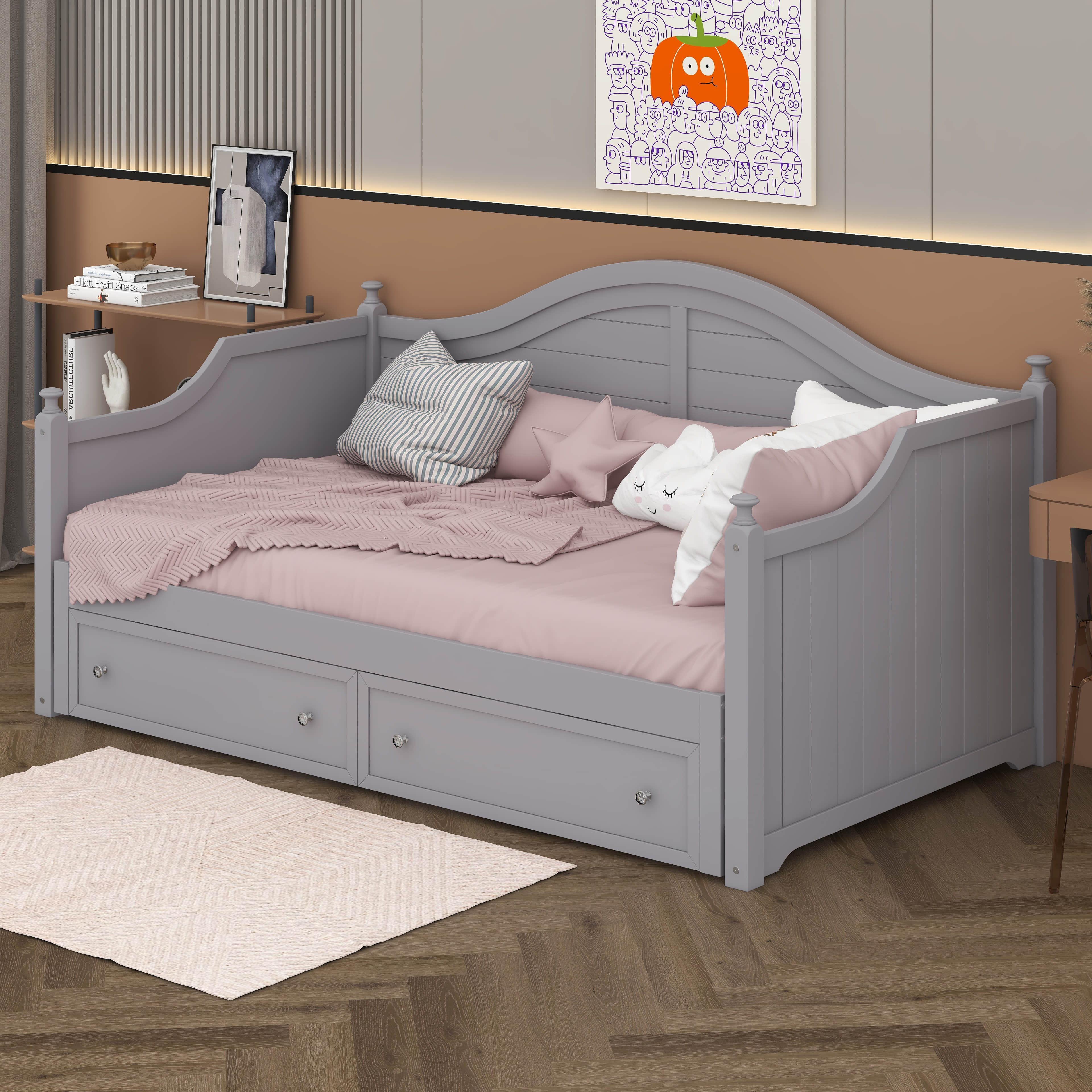 Lark Manor Twin Size Daybed With Trundle Bed, Extendable Sofa Bed With ...