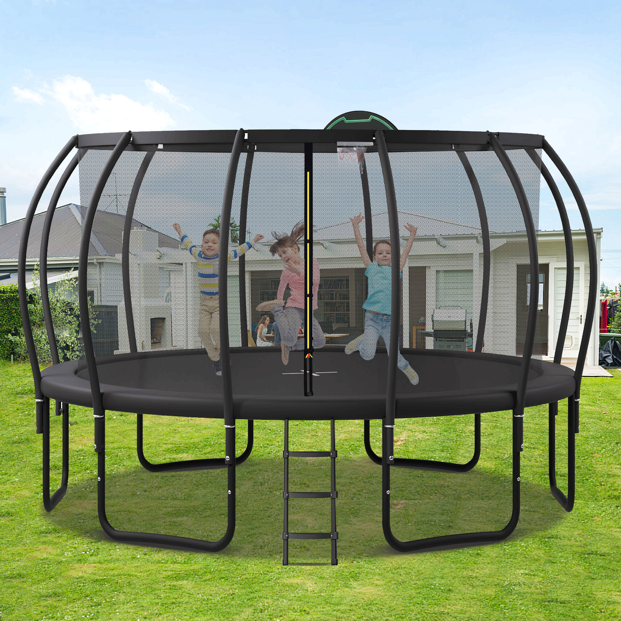 SHANRUGUOJI Trampoline pour enfants avec arceau amélioré et toploop ...